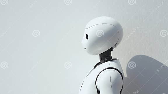 Side Profile of a Humanoid Robot with Minimalist White Design Against a ...