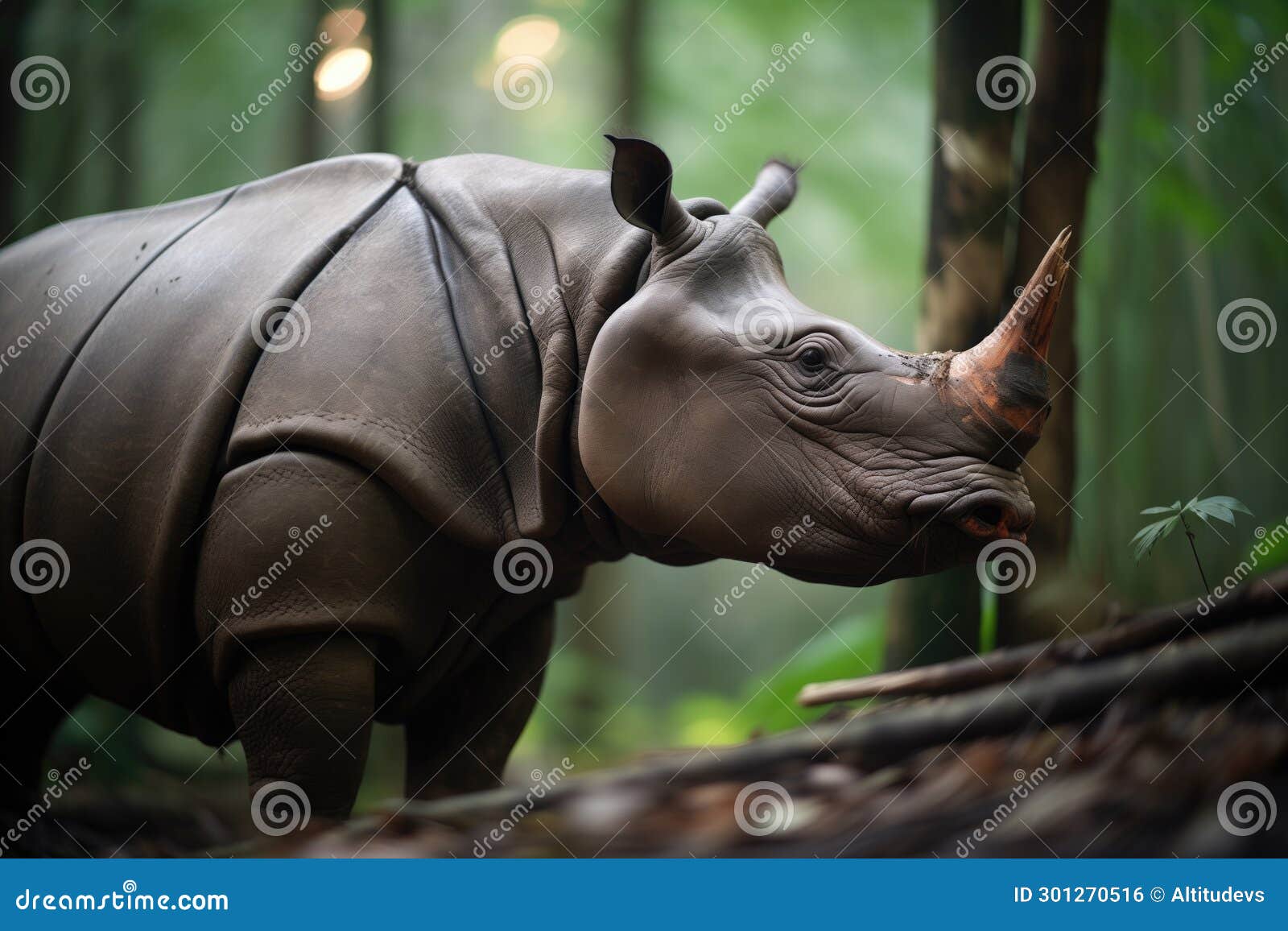 Side Profile of Javan Rhino in Jungle Stock Photo - Image of wildlife ...