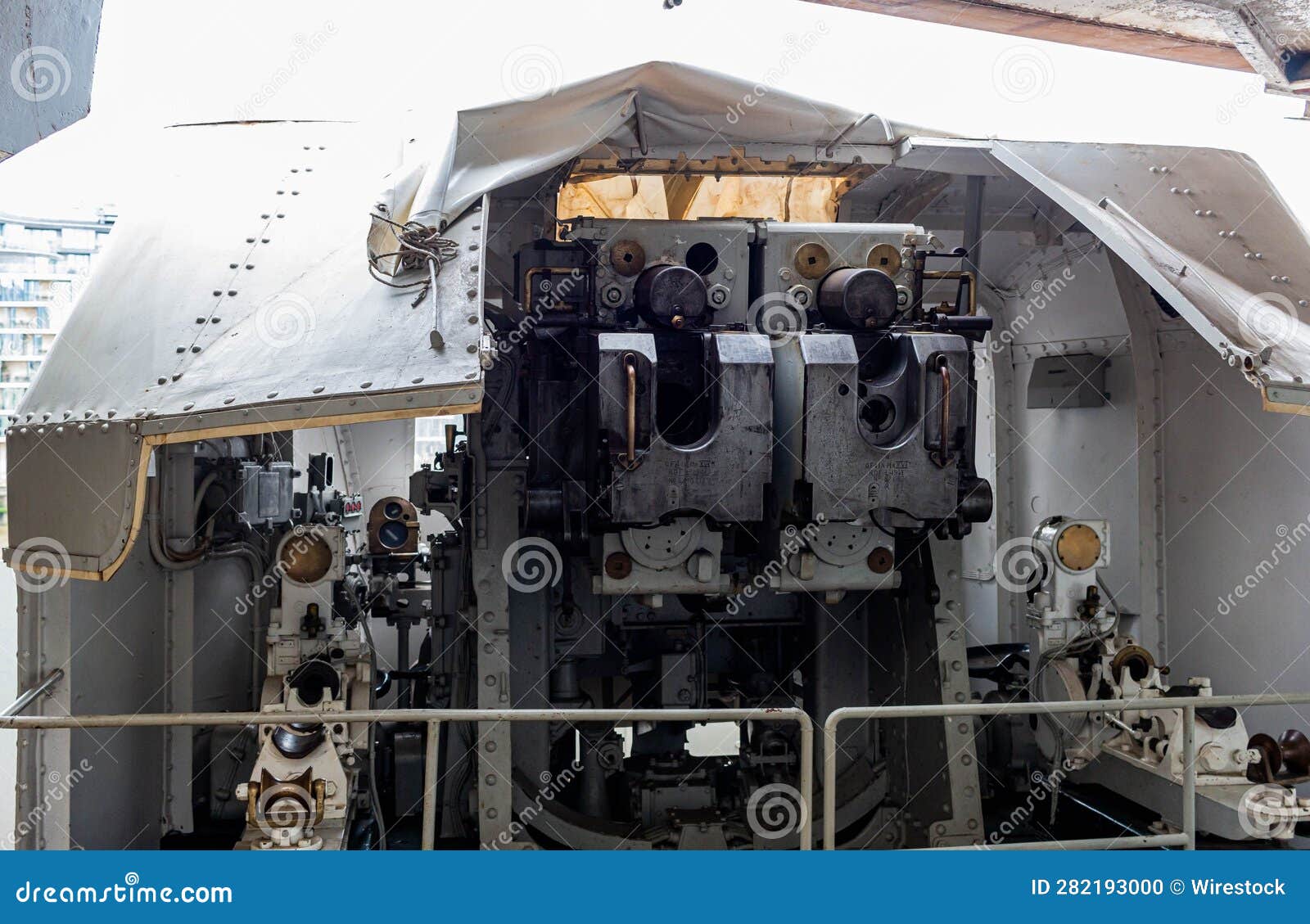 The Side of a Ship with Three Large Engines on the Deck Stock Photo ...