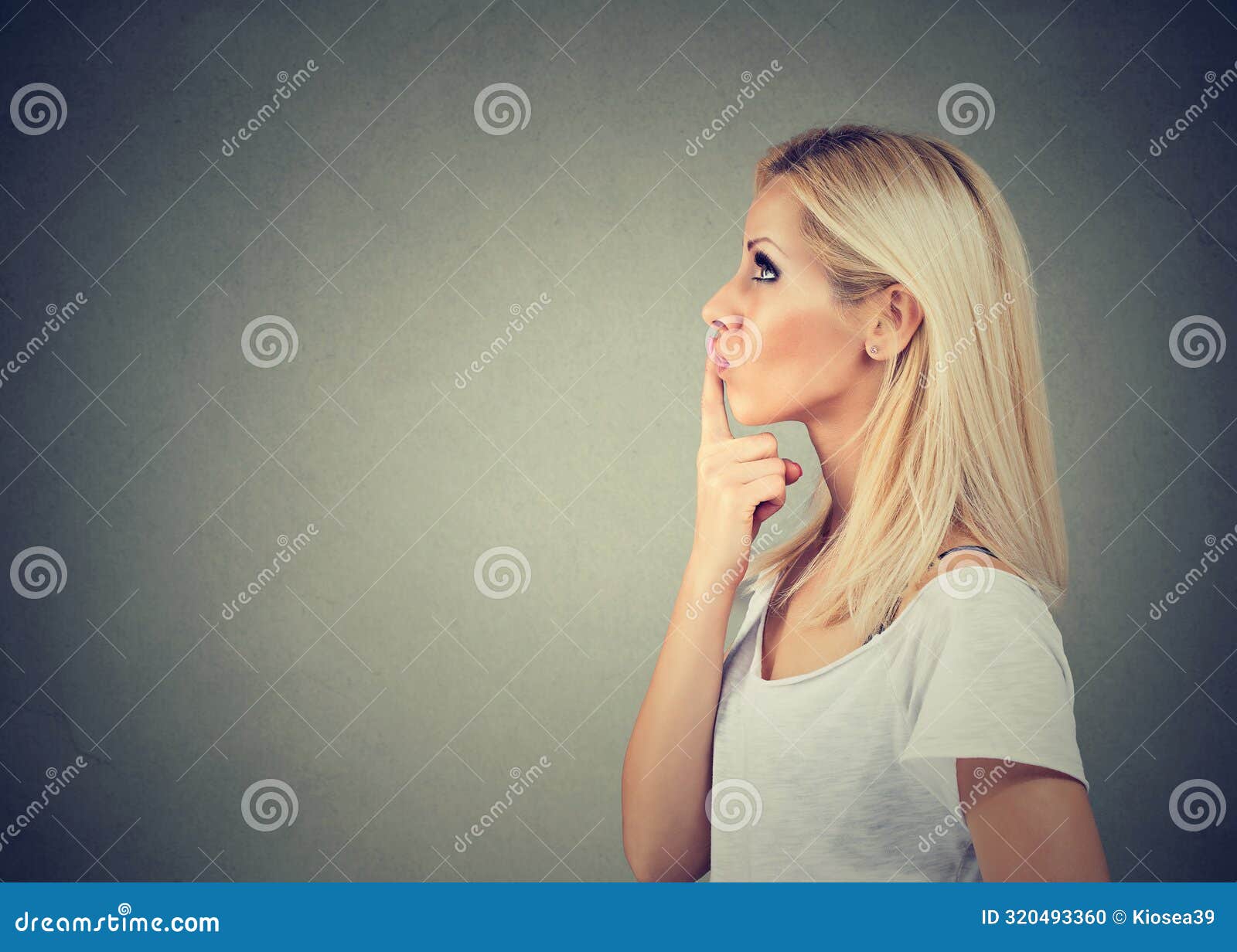 Side Profile Portrait of a Thinking Looking Up Woman Stock Photo ...