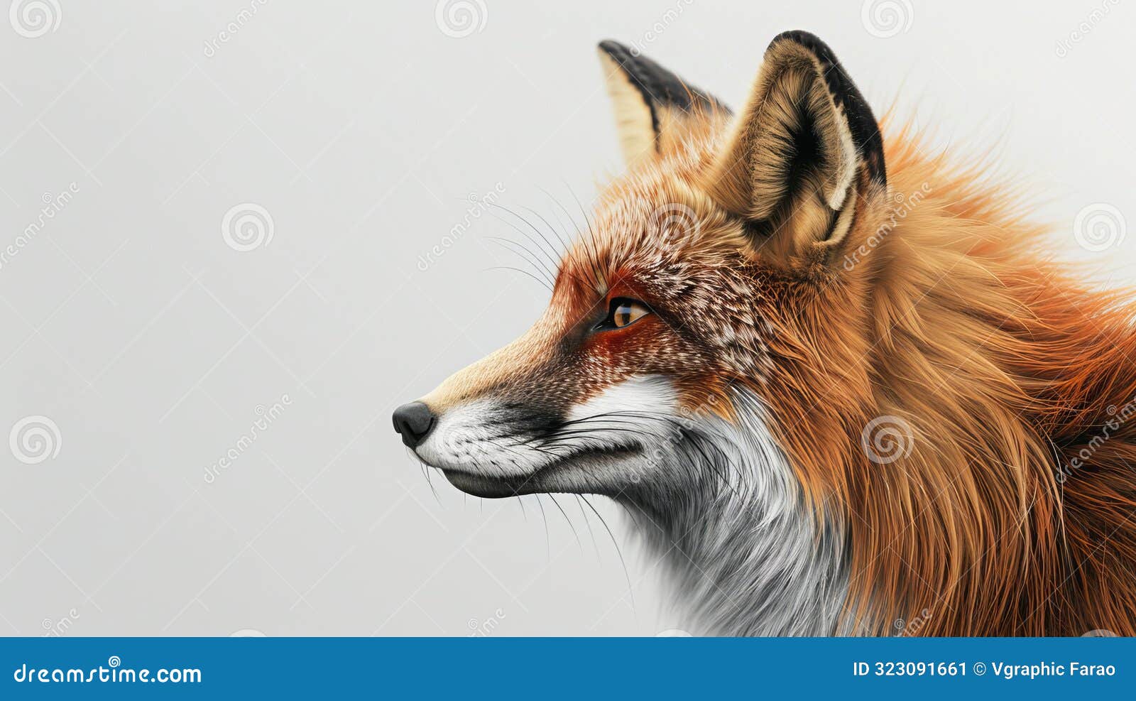 Side Profile of a Red Fox with a White Background, Wildlife Photography ...