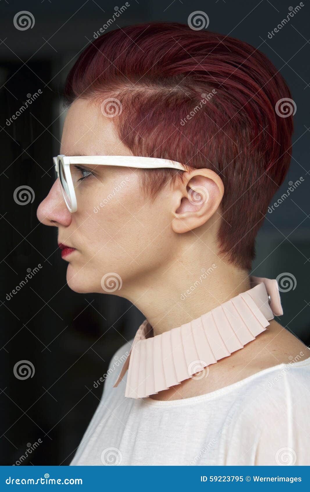 Side Profile of a Red-haired Woman Stock Image - Image of person ...