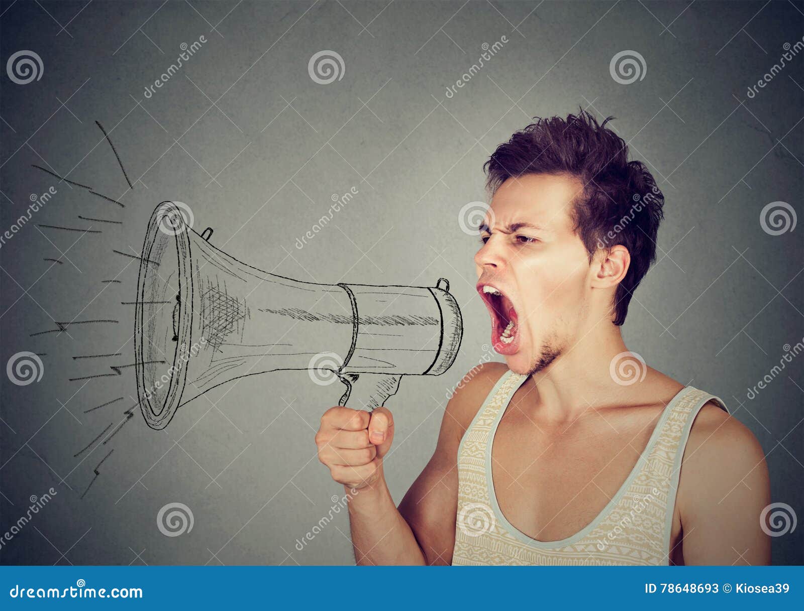Side Profile Screaming Young Man Stock Image - Image of notice, young ...
