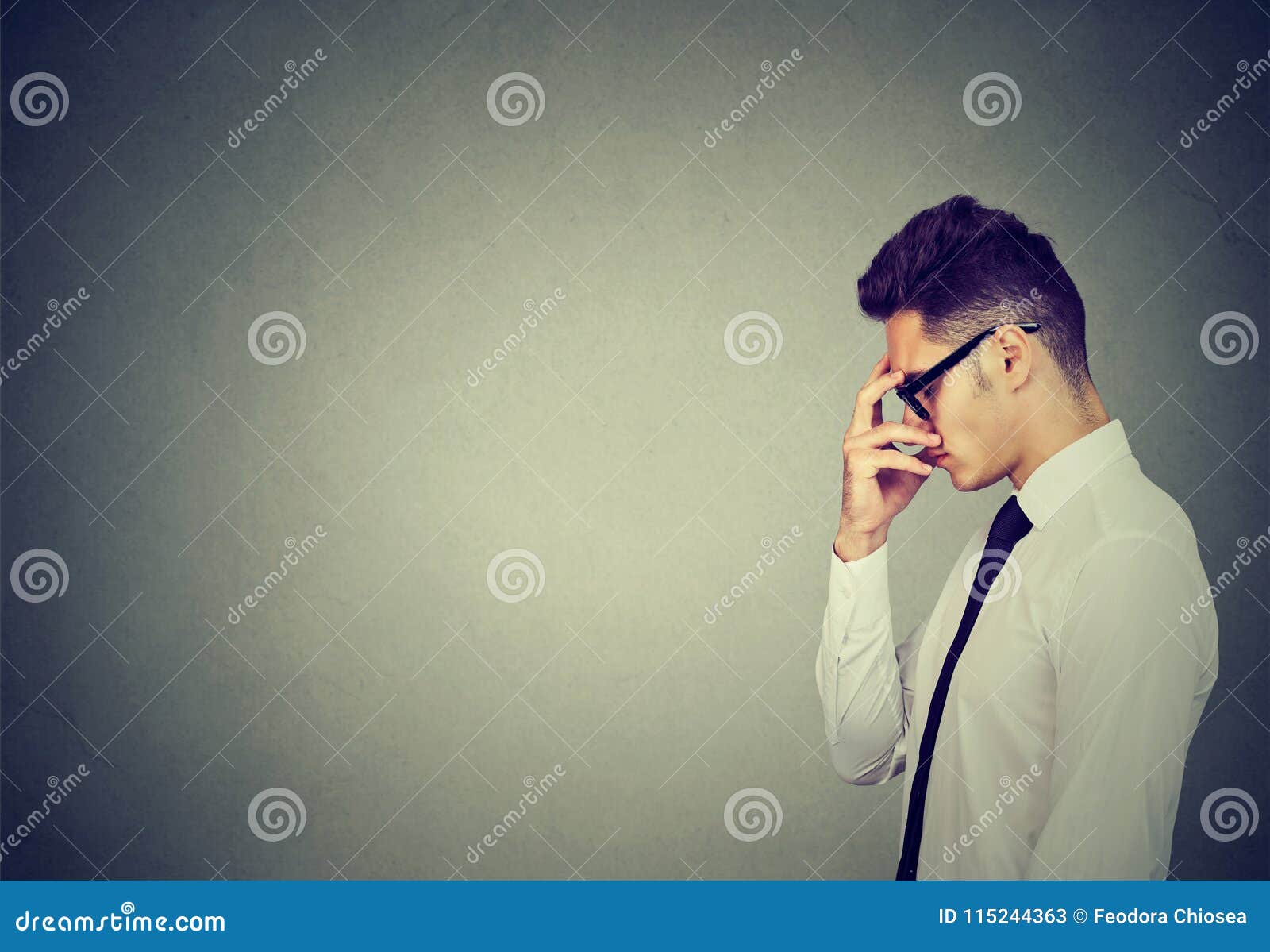Serious Young Business Man Thinking Very Hard Stock Image - Image of ...