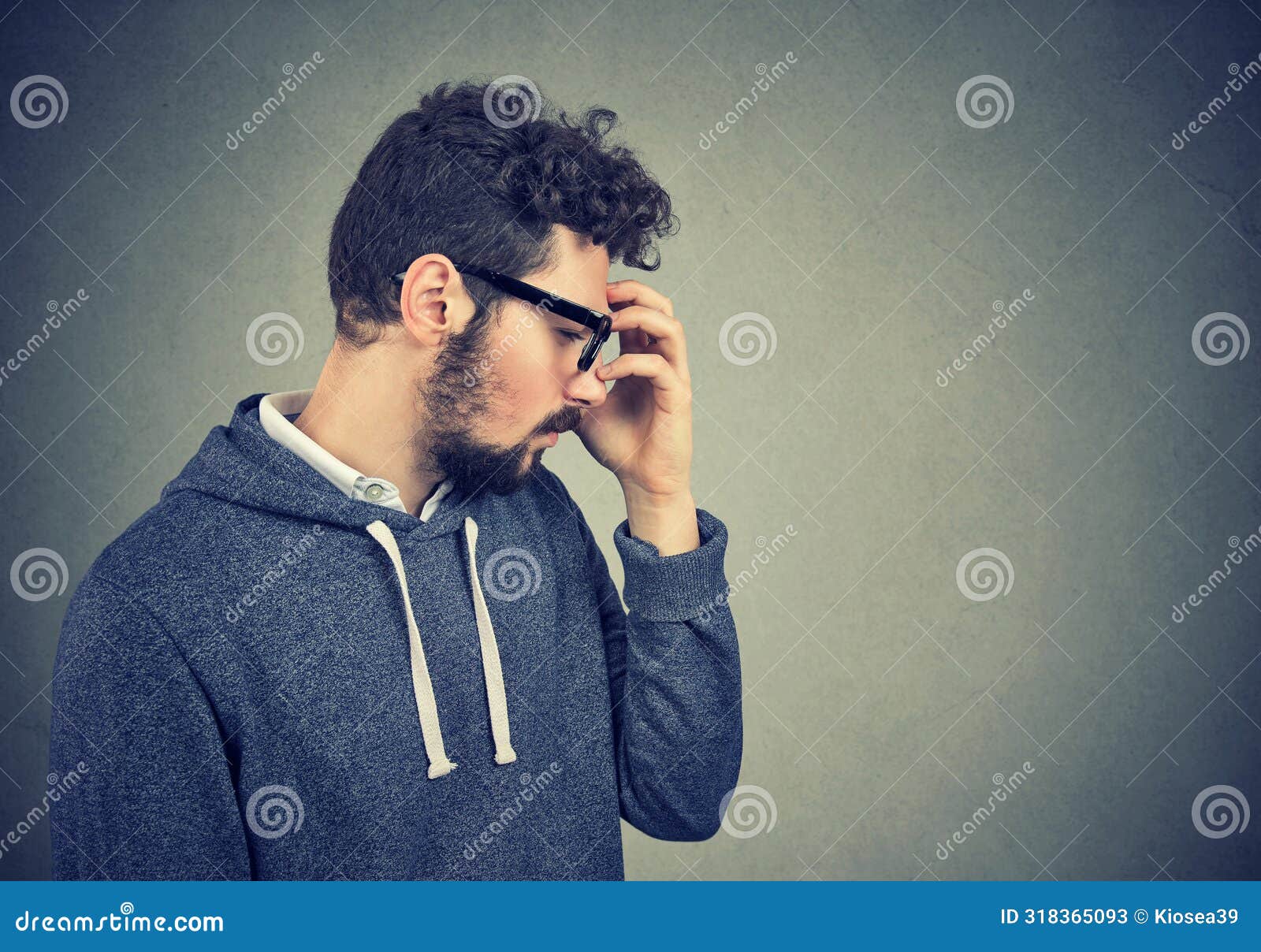 Side Profile of a Serious Young Man Thinking Stock Image - Image of ...
