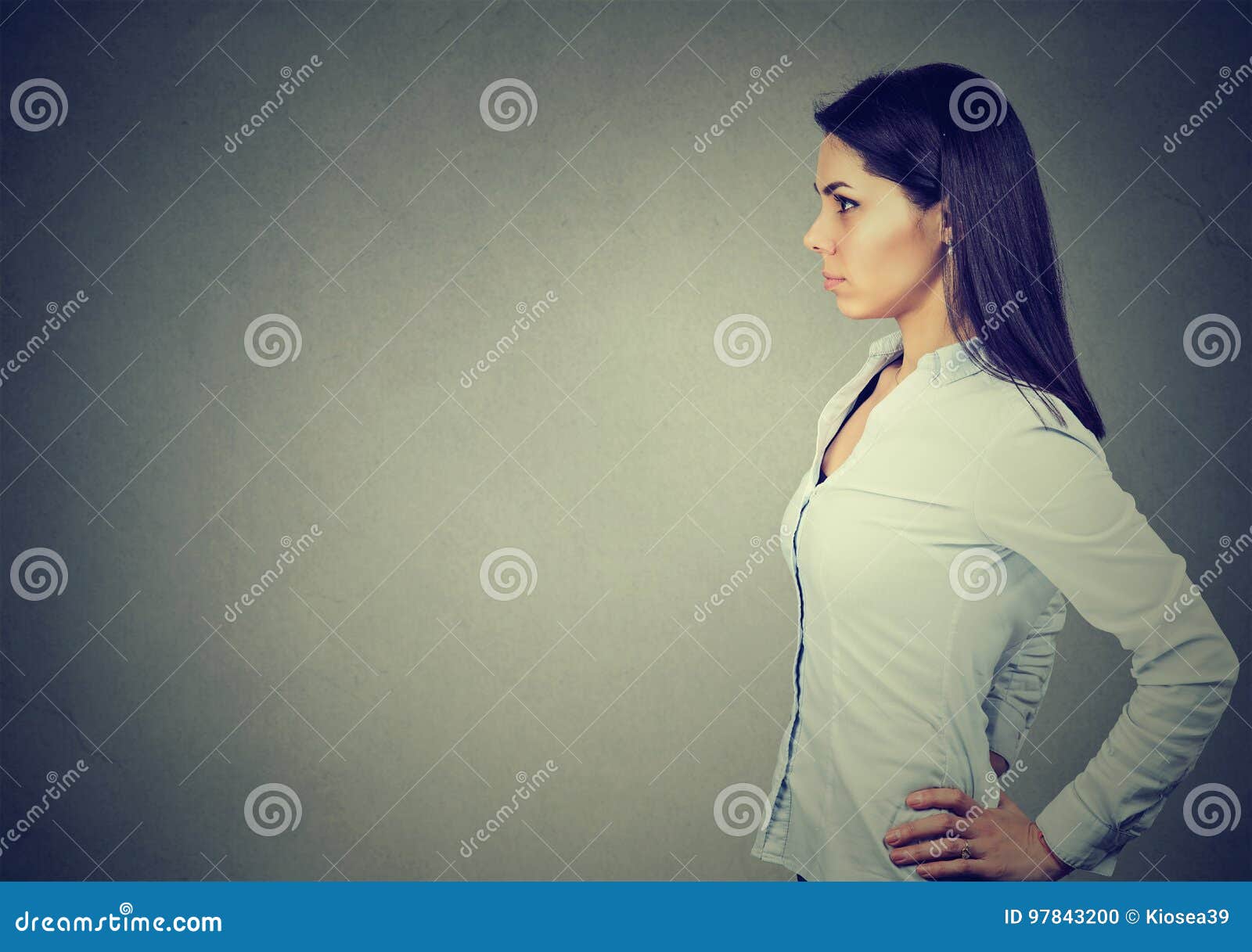 Side Profile of a Serious Young Woman Stock Photo - Image of expression ...