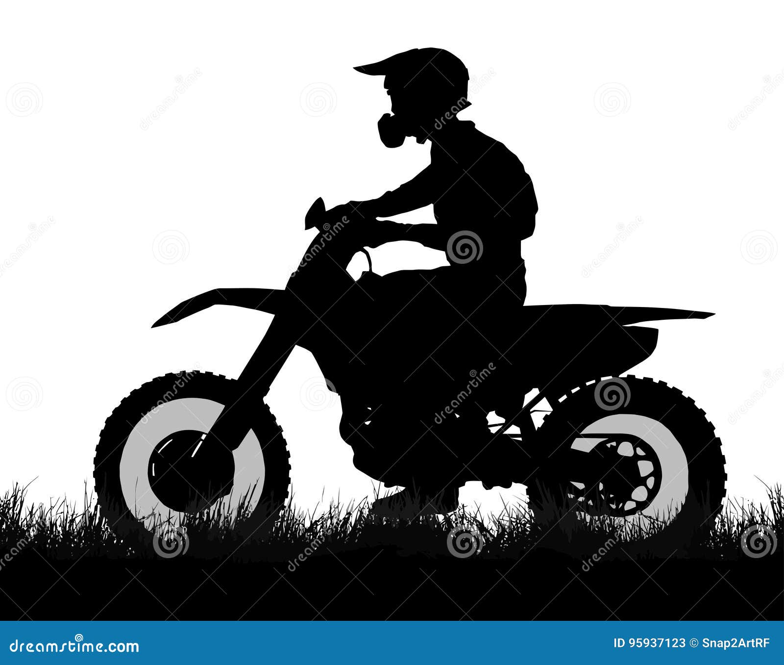 Side Profile Silhouette Of Off Road Biker With Scrambler Cartoon Vector ...