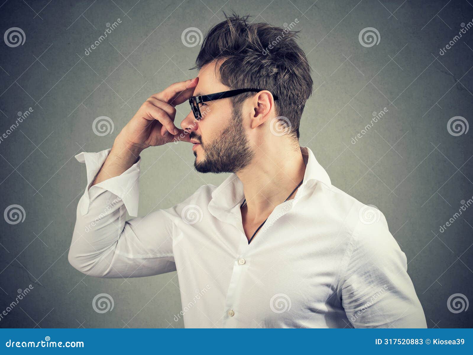Side Profile of a Thinking Young Man Stock Image - Image of decision ...