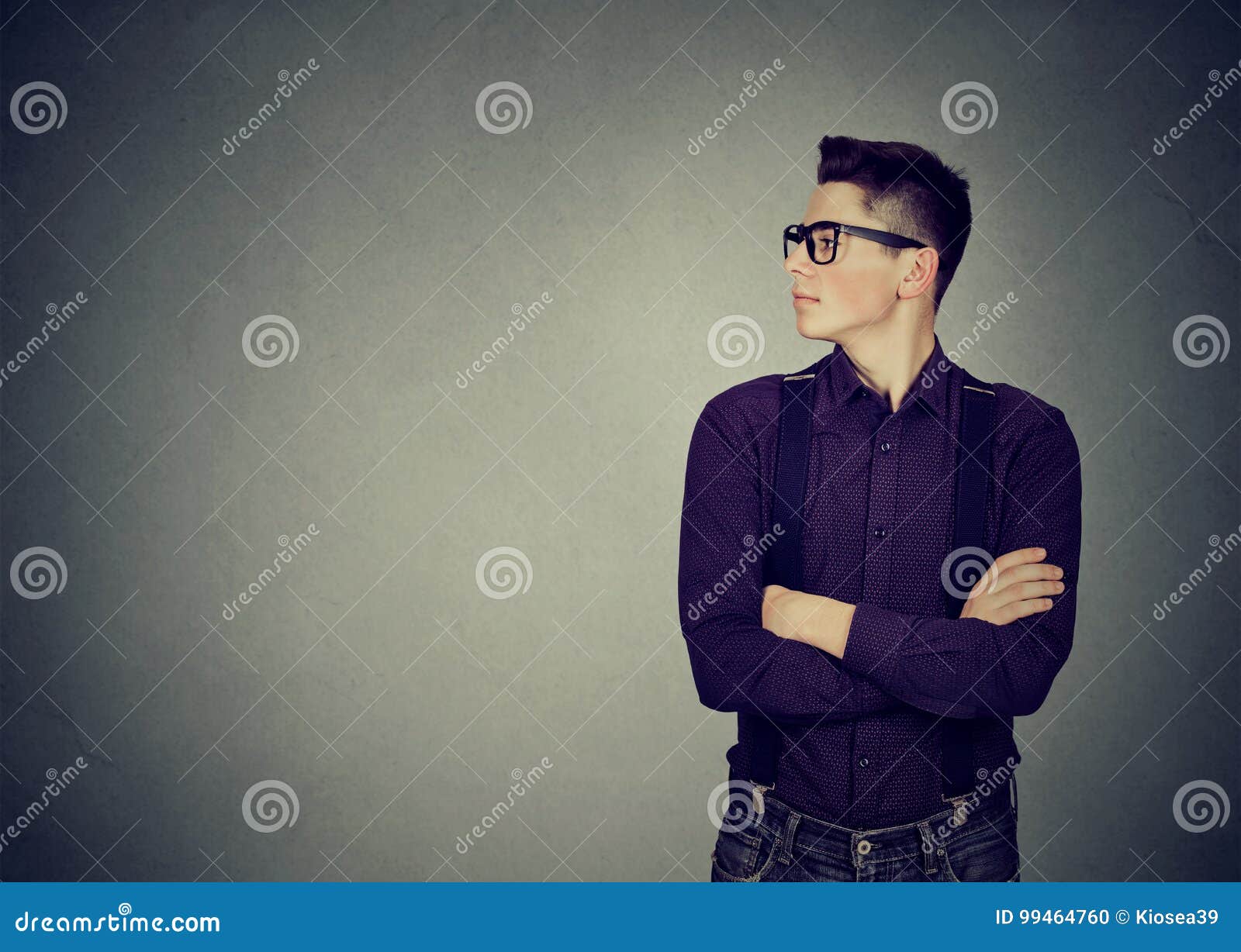 Side Profile Young Handsome Man Looking at His Side Stock Photo - Image ...