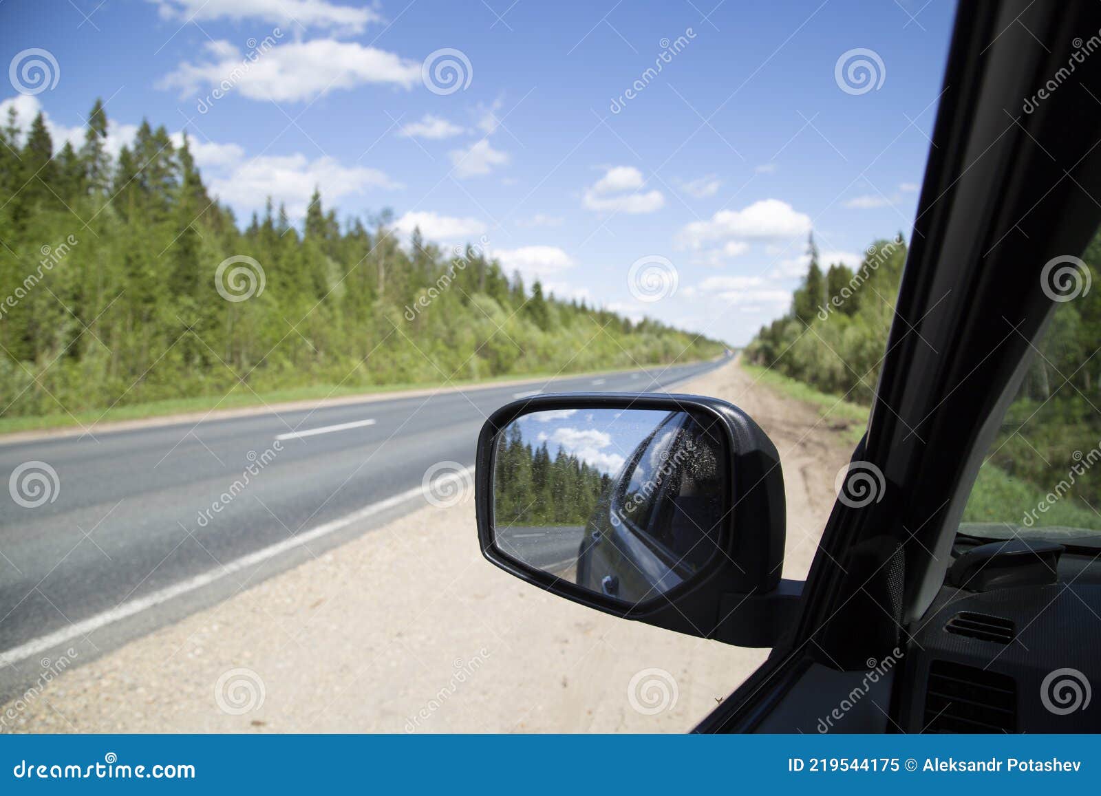 Side Rearview Mirror. the Car is on the Highway Stock Image - Image of ...