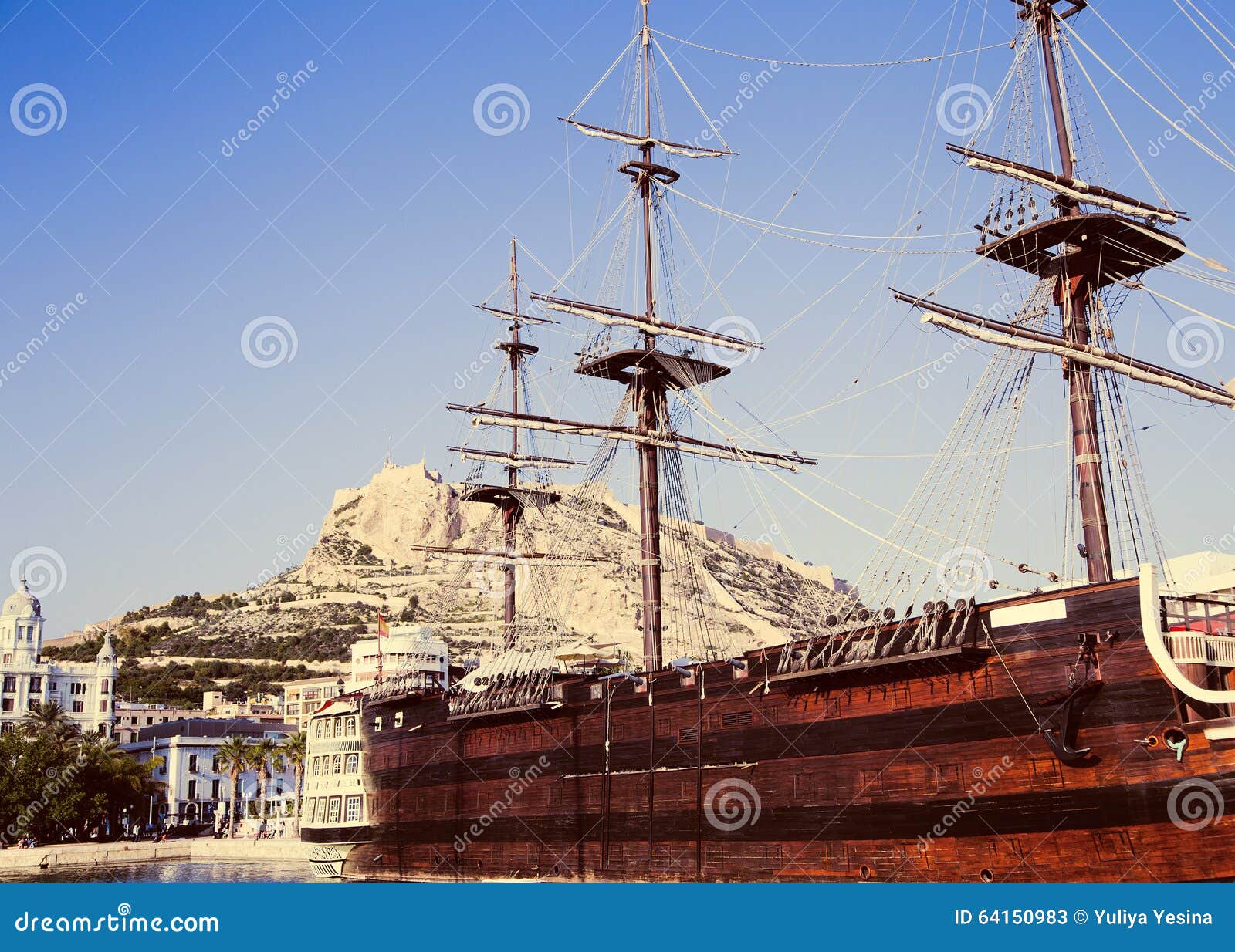 Side of the Reconstruction Old Ship Stock Image - Image of vintage ...