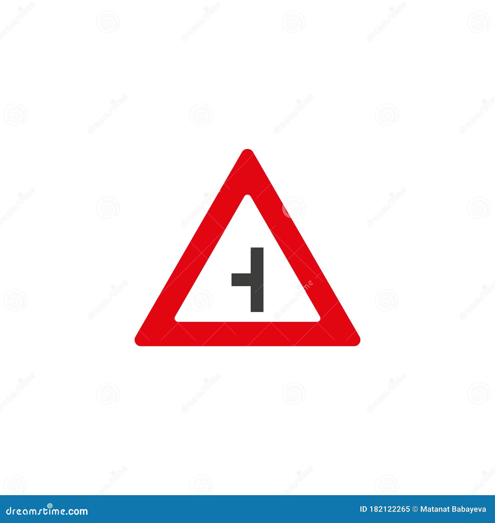 Side Road Junction on Left, Traffic Sign, Vector Illustration. Left ...