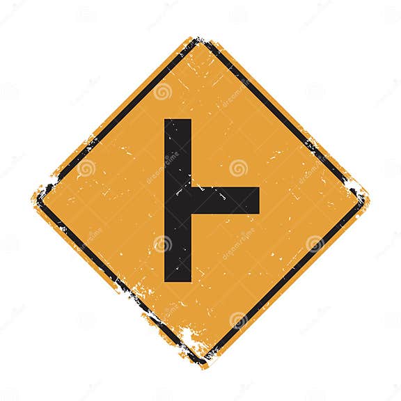 Side Road at a Perpendicular Angle Sign. Vector Illustration Decorative ...