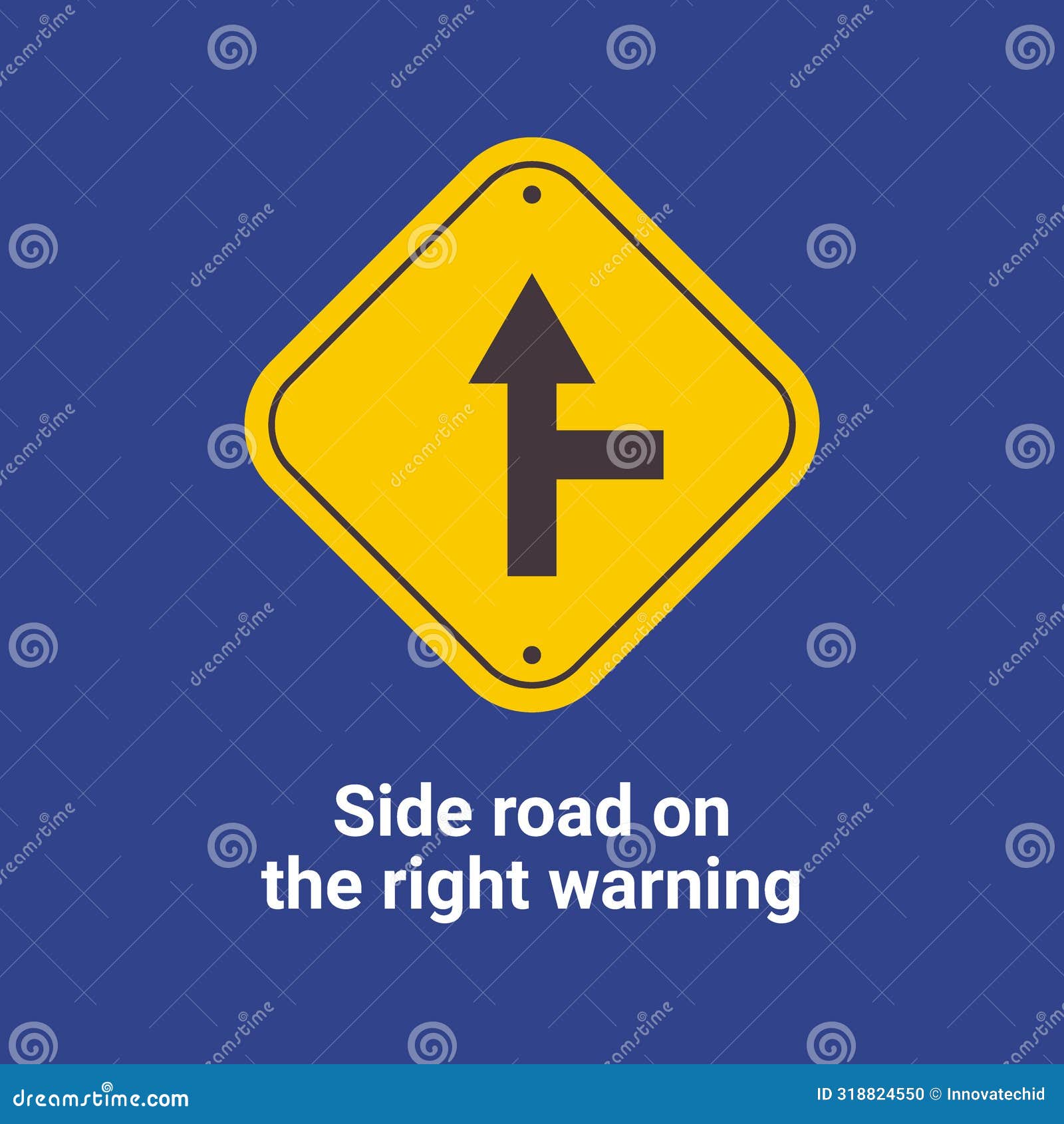 Warning Traffic Signs, Side Road on the Right Warning Stock Vector ...