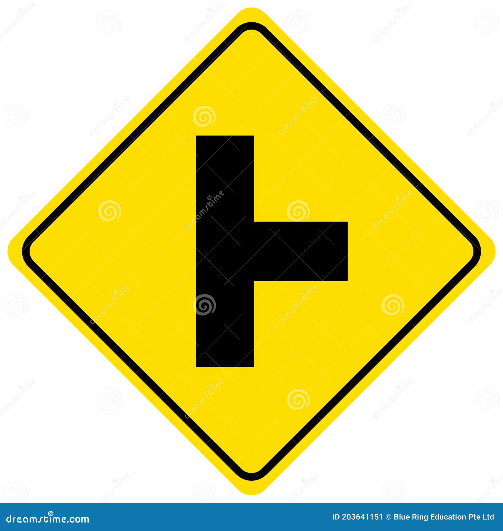 Side Road (right) Yellow Sign on White Background Stock Vector ...