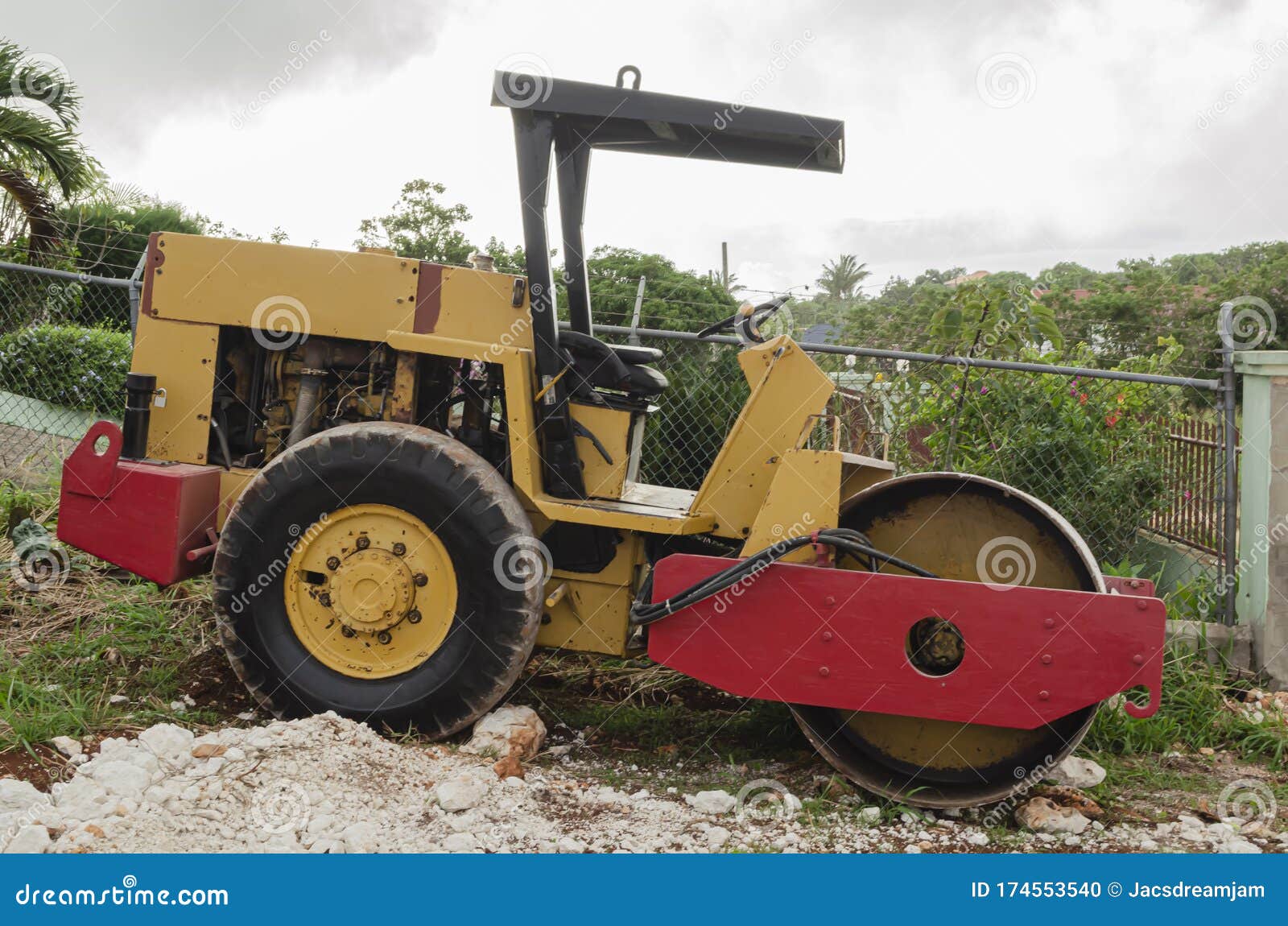 Side of Roller Compactor stock photo. Image of cleared - 174553540