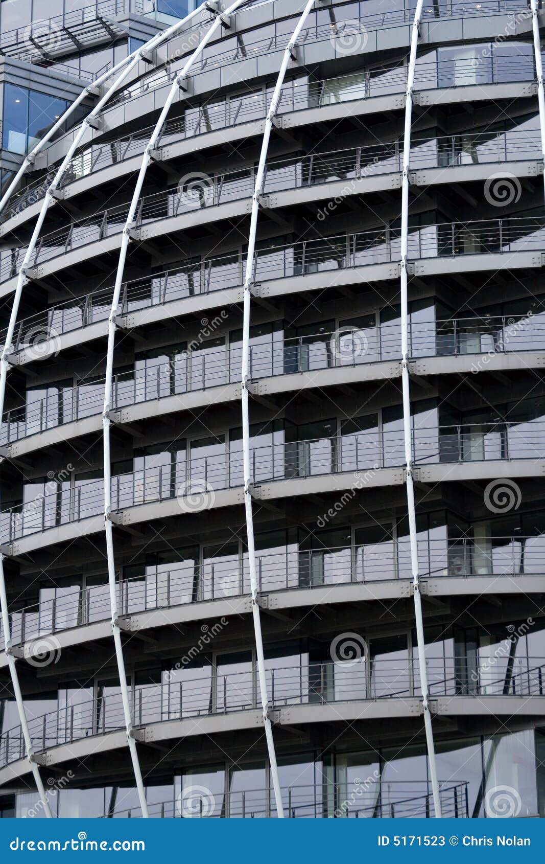 Side of Rounded Steel Office Building Stock Image - Image of ...