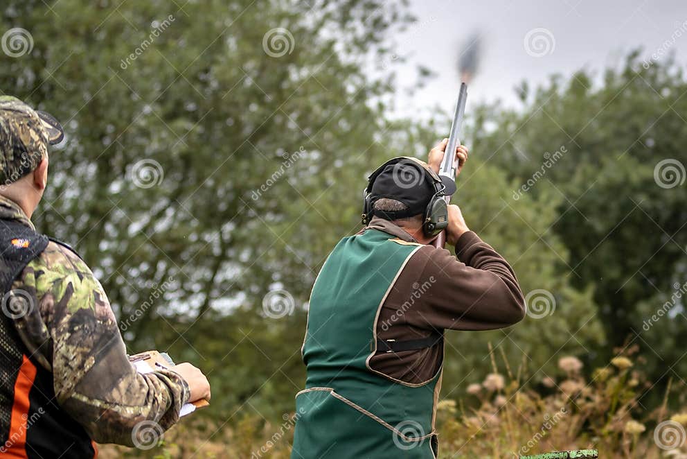 Side Shot of Man Bird Hunter Shooting Stock Image - Image of side ...