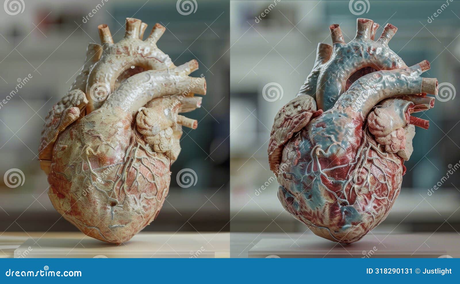 A Side by Side Comparison of a Traditional 2D Heart Model and an ...