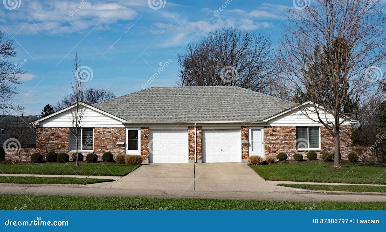 Side-by-side Patchwork Brick Condos Stock Image - Image of ...