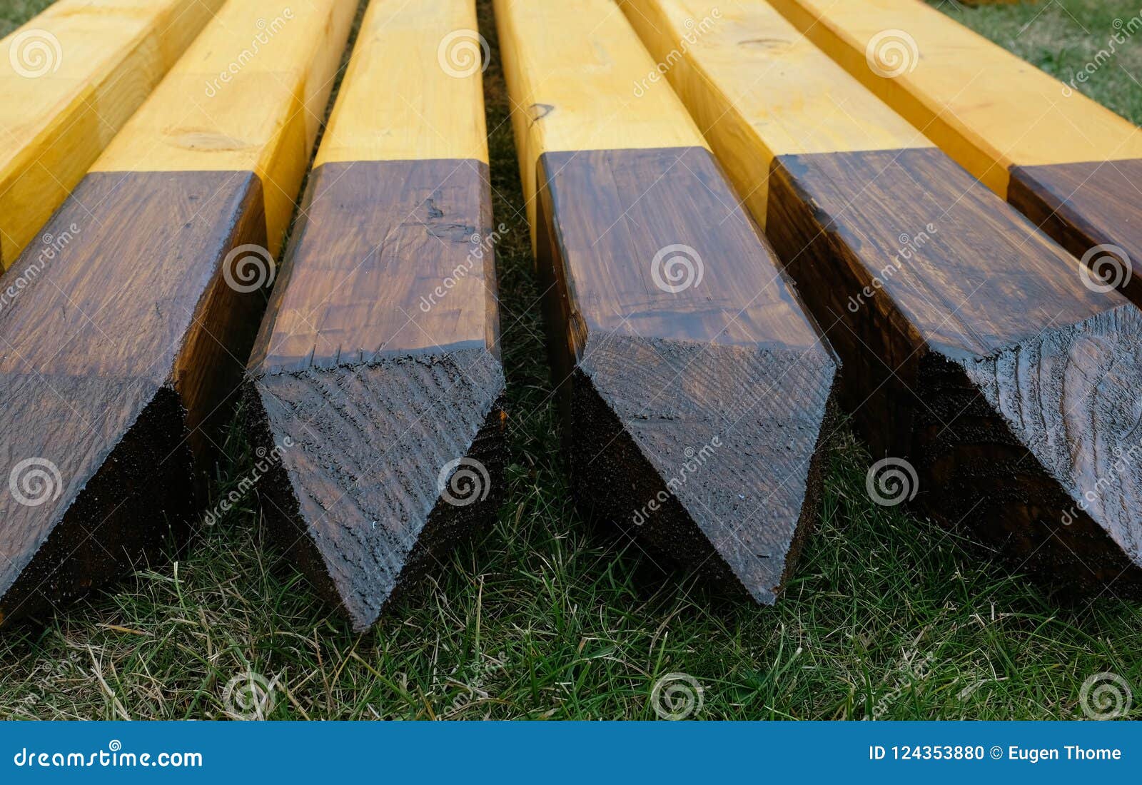 Wooden pillars stock photo. Image of pillars, woodworking - 124353880