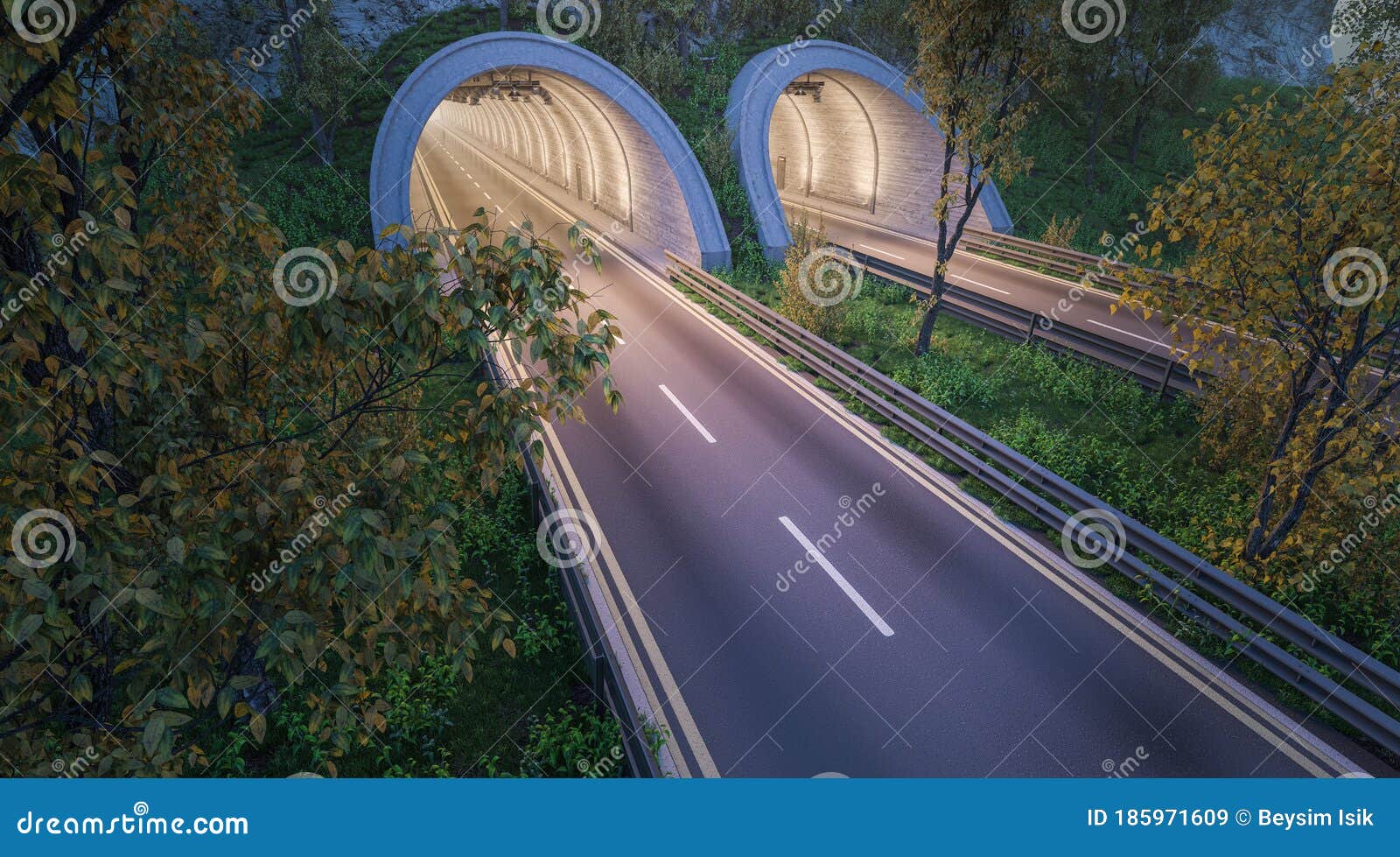 Concrete Tunnels With Ceiling Windows And Walls With Hexagonal Patterns ...