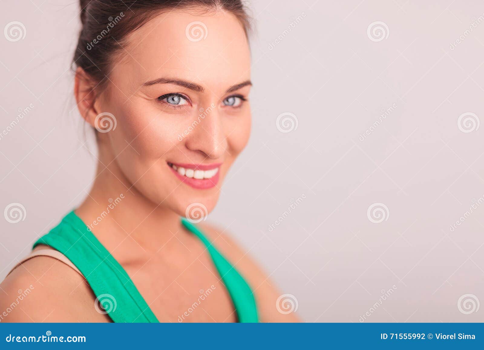 Side of a Smiling Woman S Face Looking Away Stock Photo - Image of ...