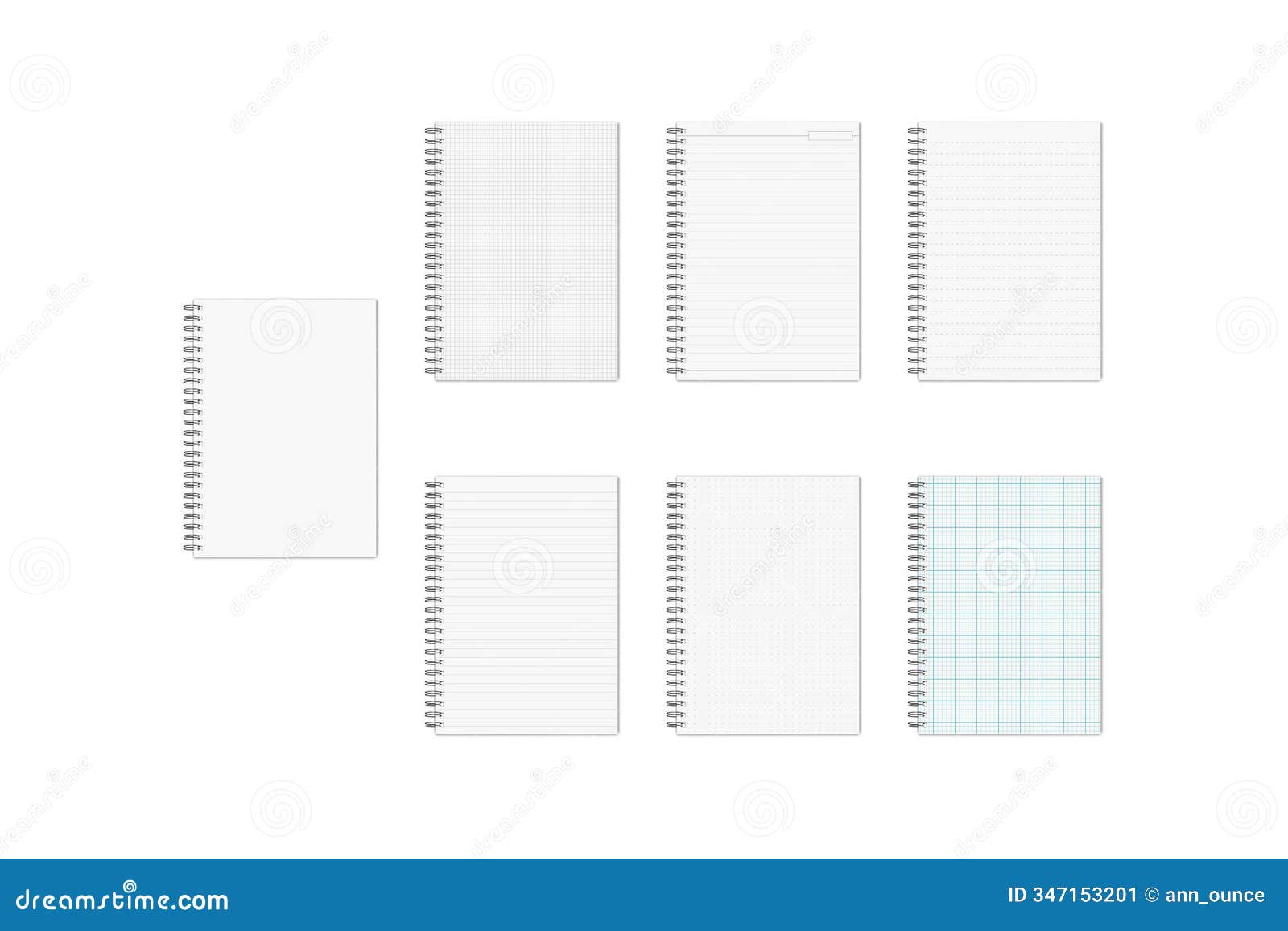 Spiral Blank Notebook - A4, A5, Square Sizes - Realistic Mock-up Set ...