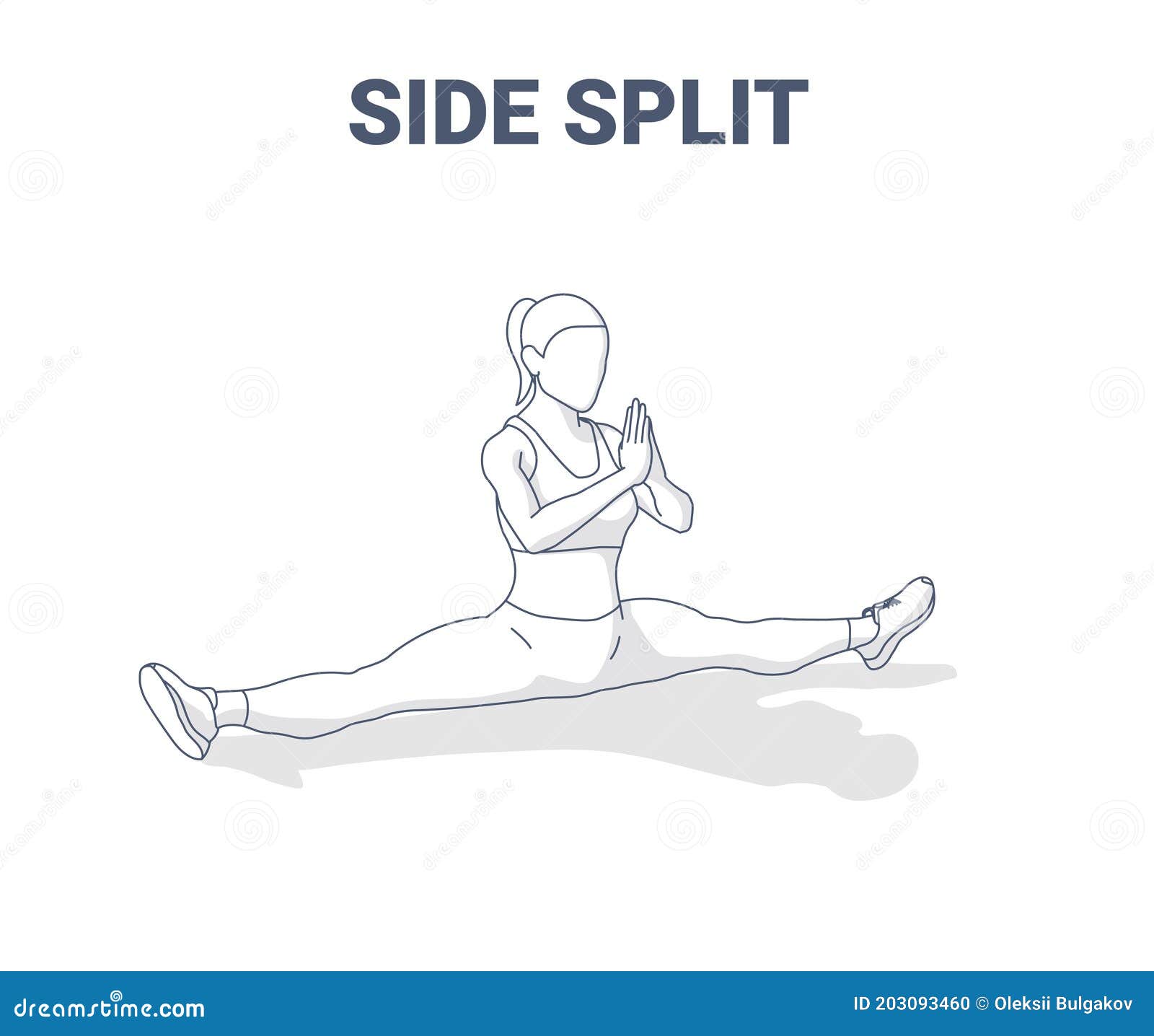 Side Split Female Home Workout Stretching Exercise Guide Outline ...