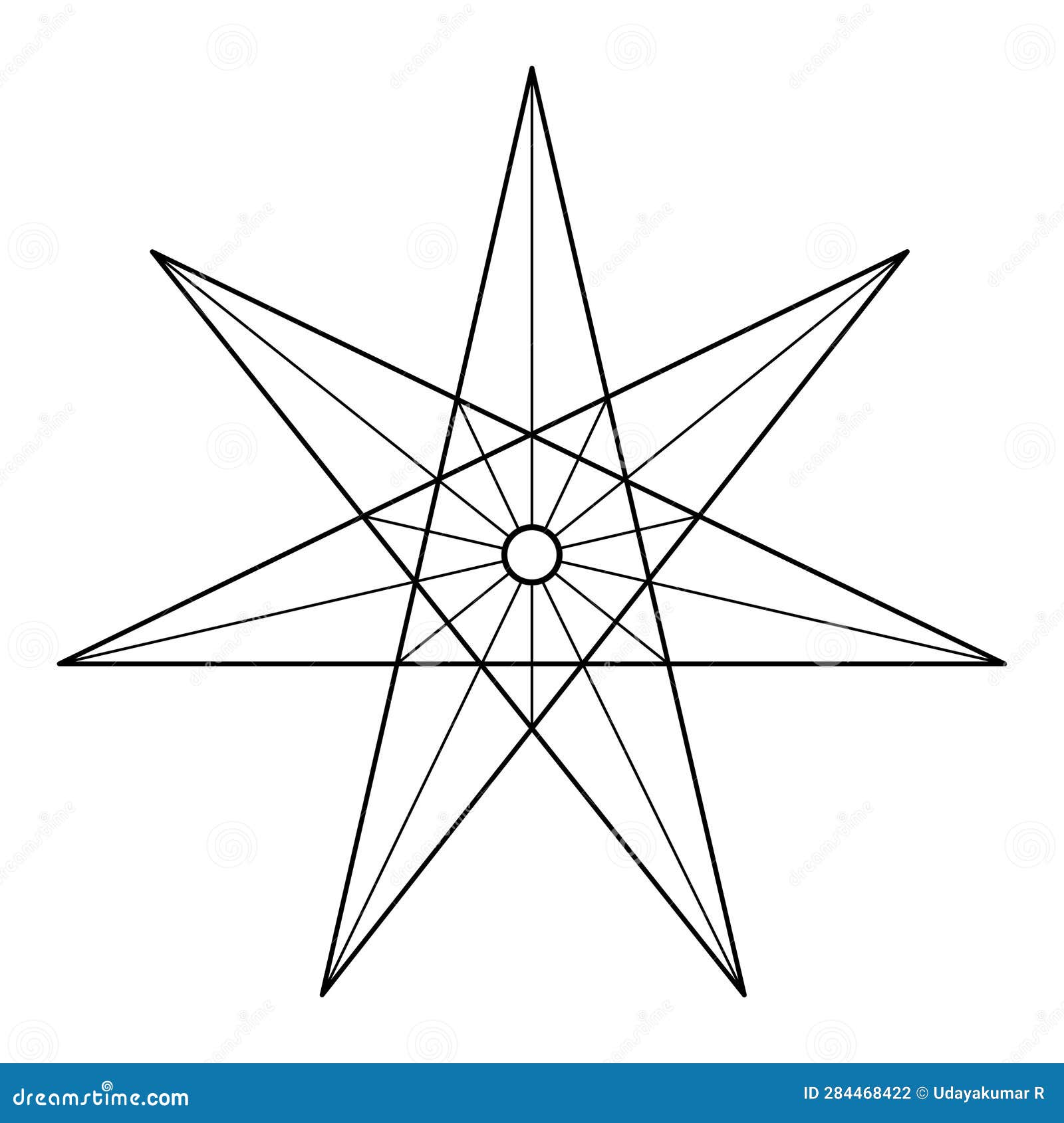 7 Side Star Sacred Geometry Vector Design Elements. Stock Vector ...