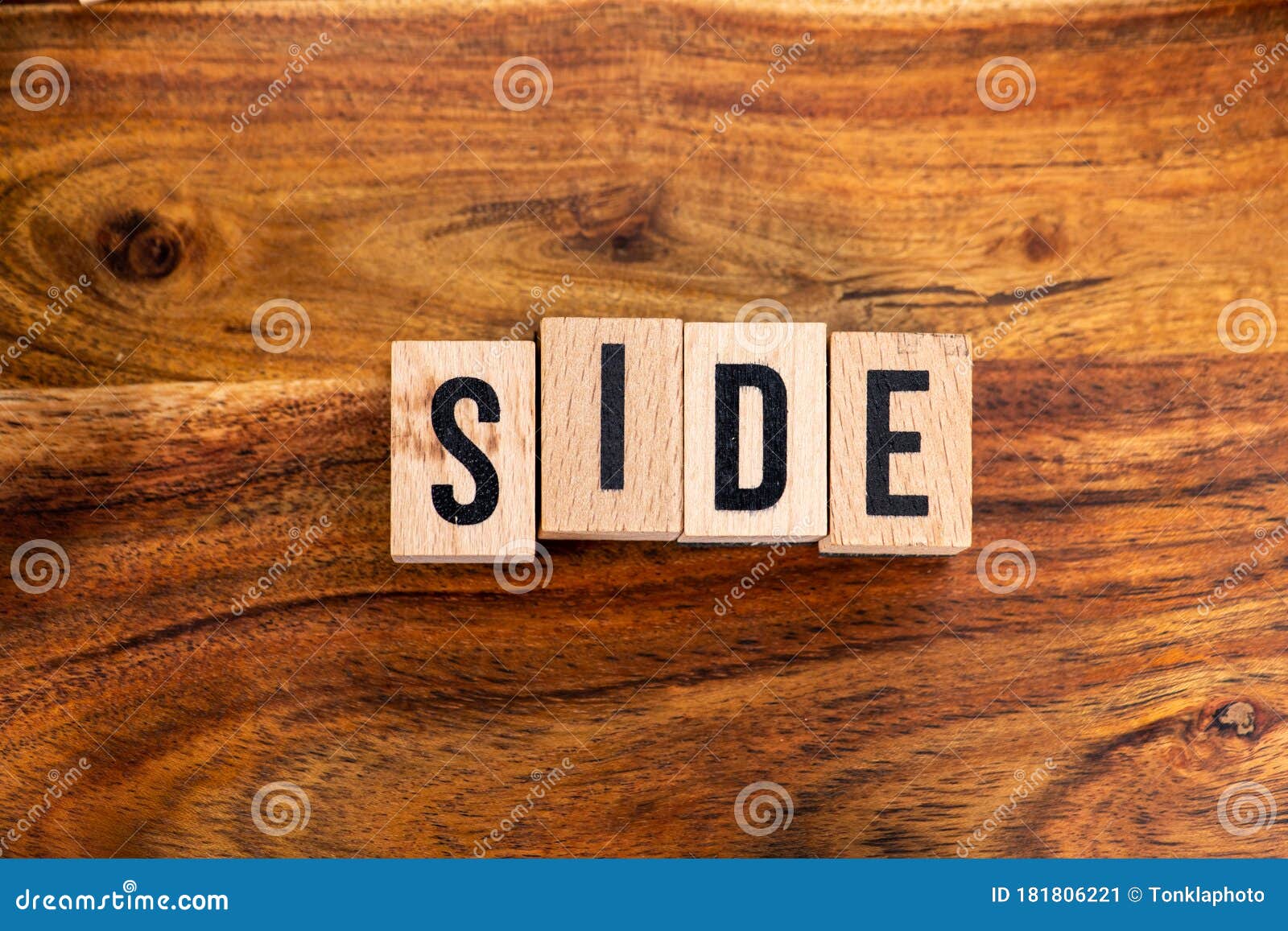 ` SIDE ` Text Made of Wooden Cube on Wooden Background Stock Image ...