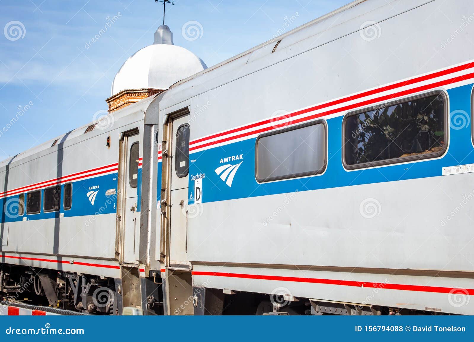 Amtrak Logo On The Side Of A Locomotive In Blue On Silver Editorial ...