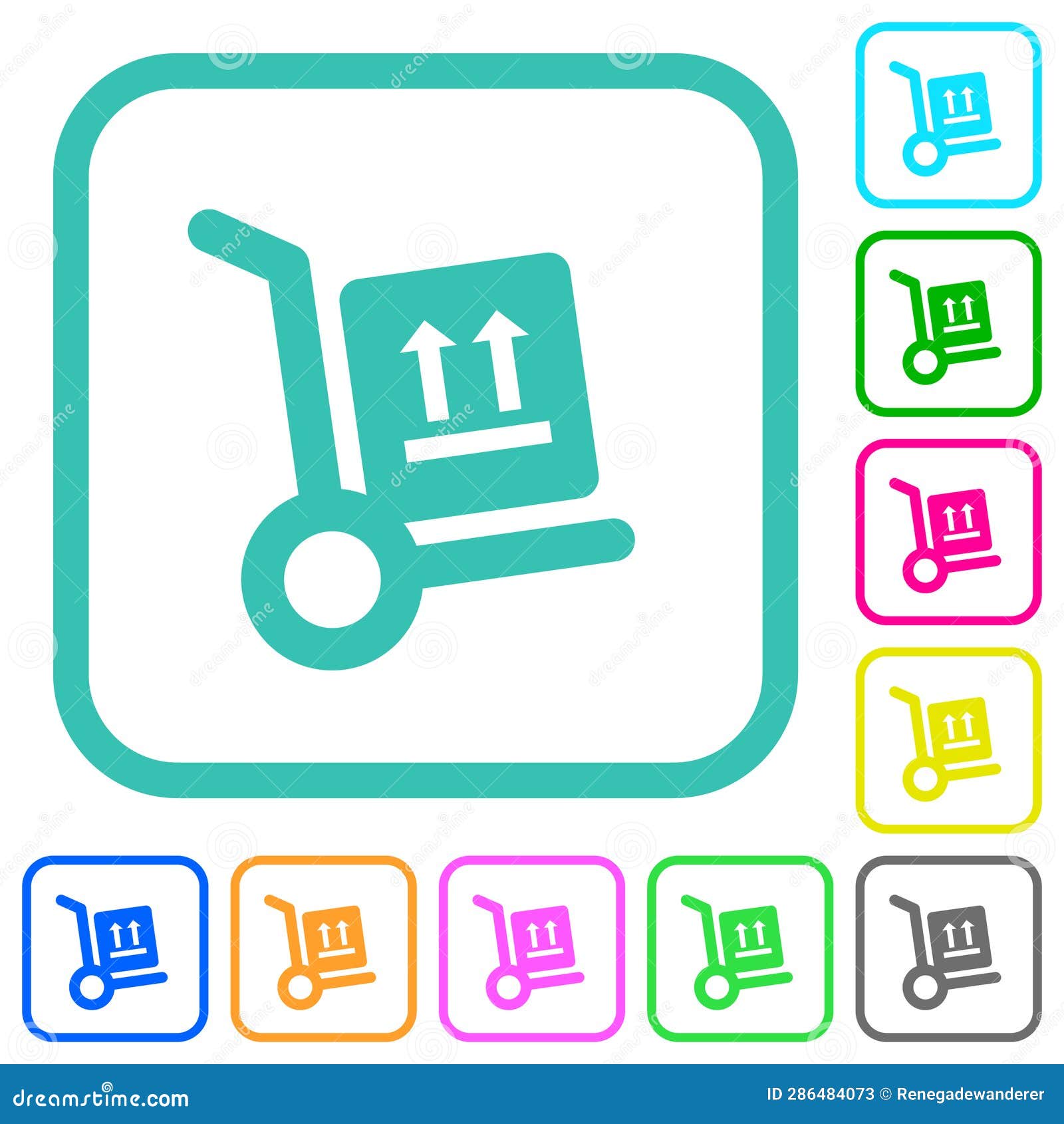 Side Up Parcel Delivery Solid Vivid Colored Flat Icons Stock Vector ...