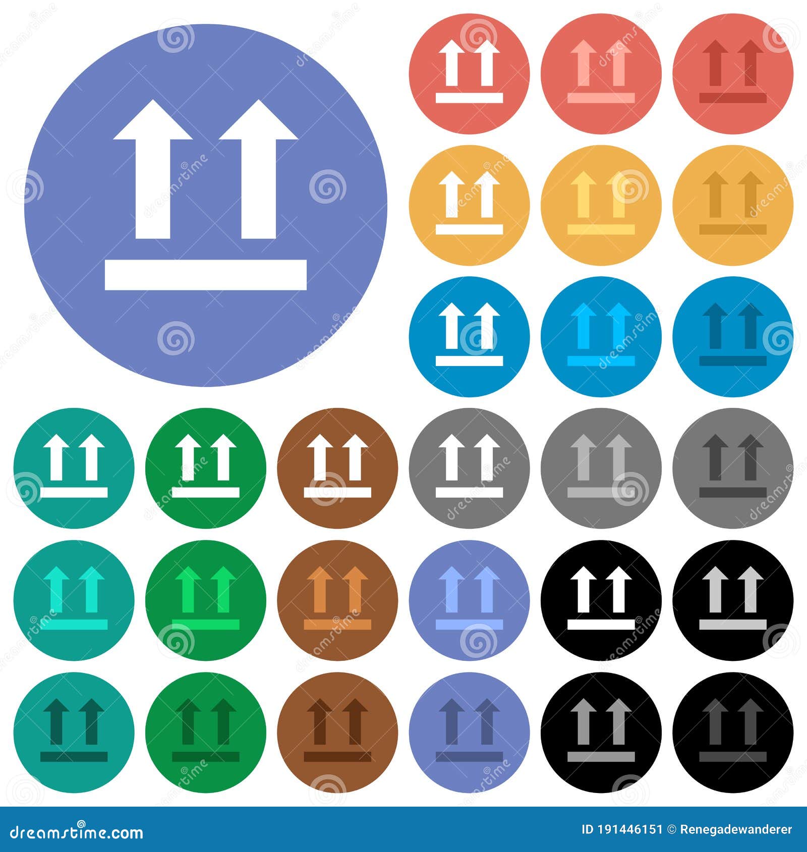 Side Up Sign Round Flat Multi Colored Icons Stock Vector - Illustration ...