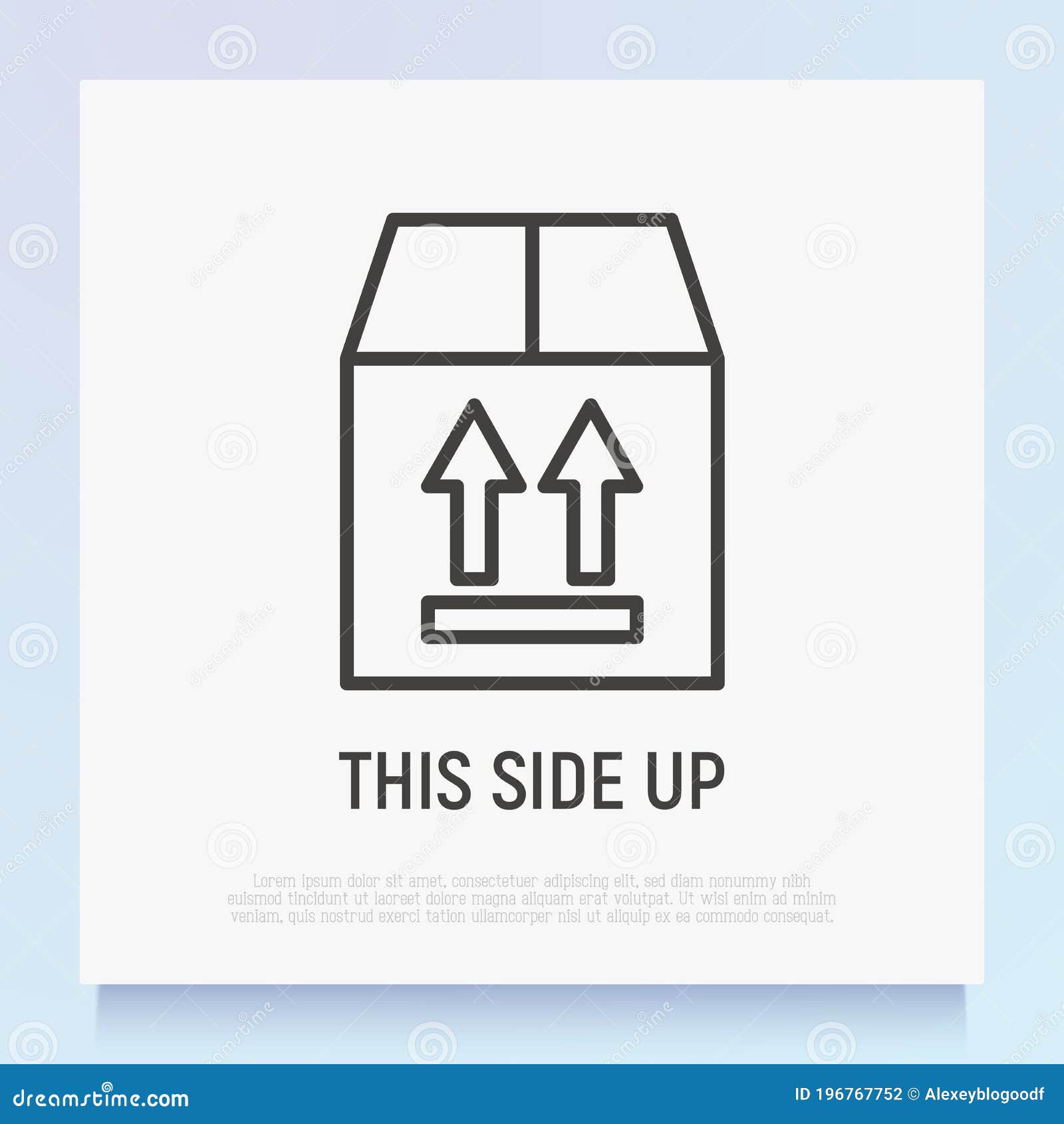 This Side Up Symbol on Box. Thin Line Icon for Logistics or Delivery ...