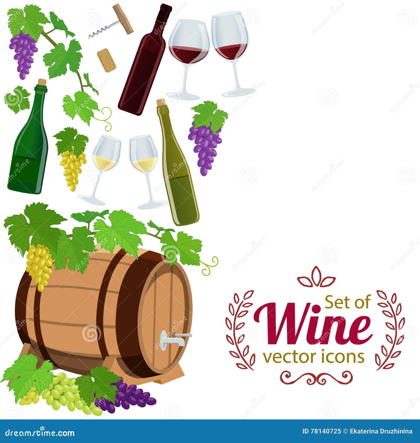 Side Vertical Border with Wine Icons Stock Illustration - Illustration ...