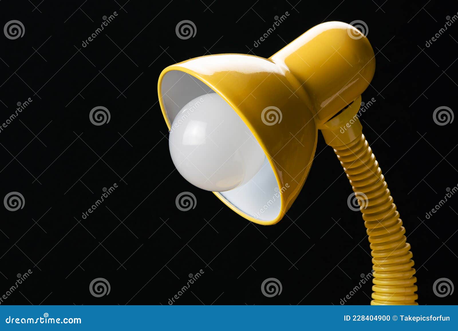 Side View of Adjustable Yellow Desk Lamp Isolated on Black Background ...