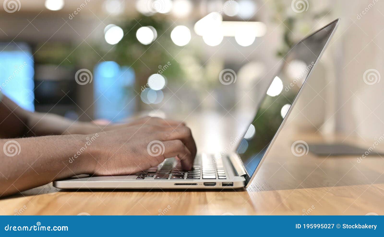Side View of African Man Hands Typing on Laptop Stock Video - Video of ...