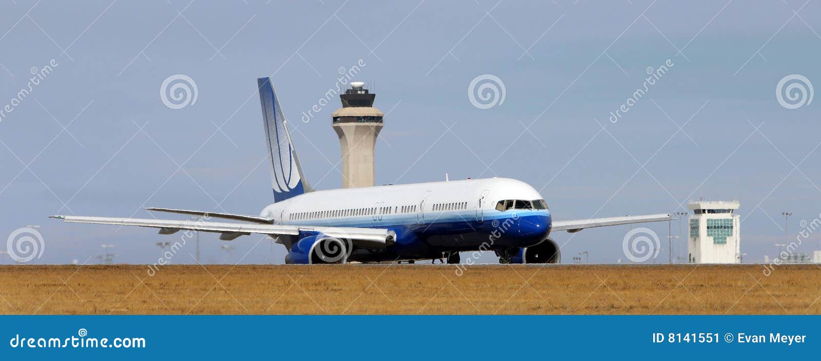 Side View of Airplane on Runway Stock Image - Image of transportation ...