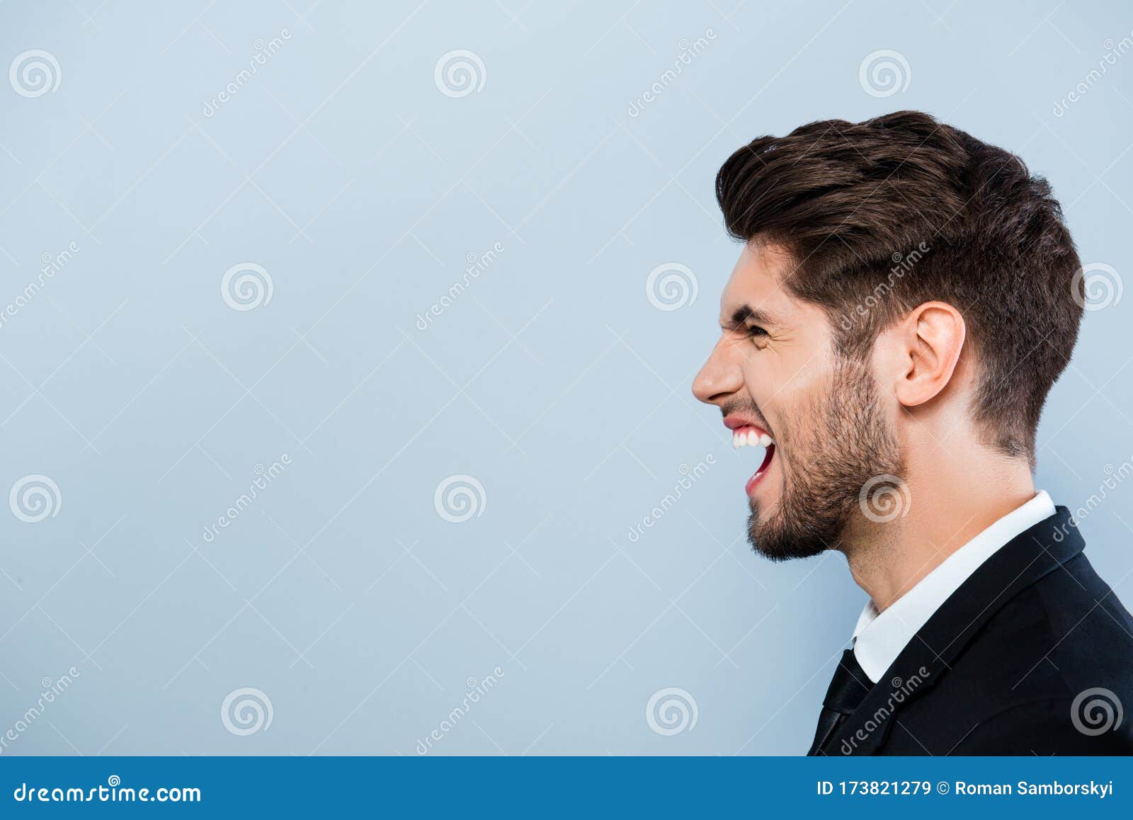 Side View of Angry Businessman with Big Problems Screaming Stock Image ...