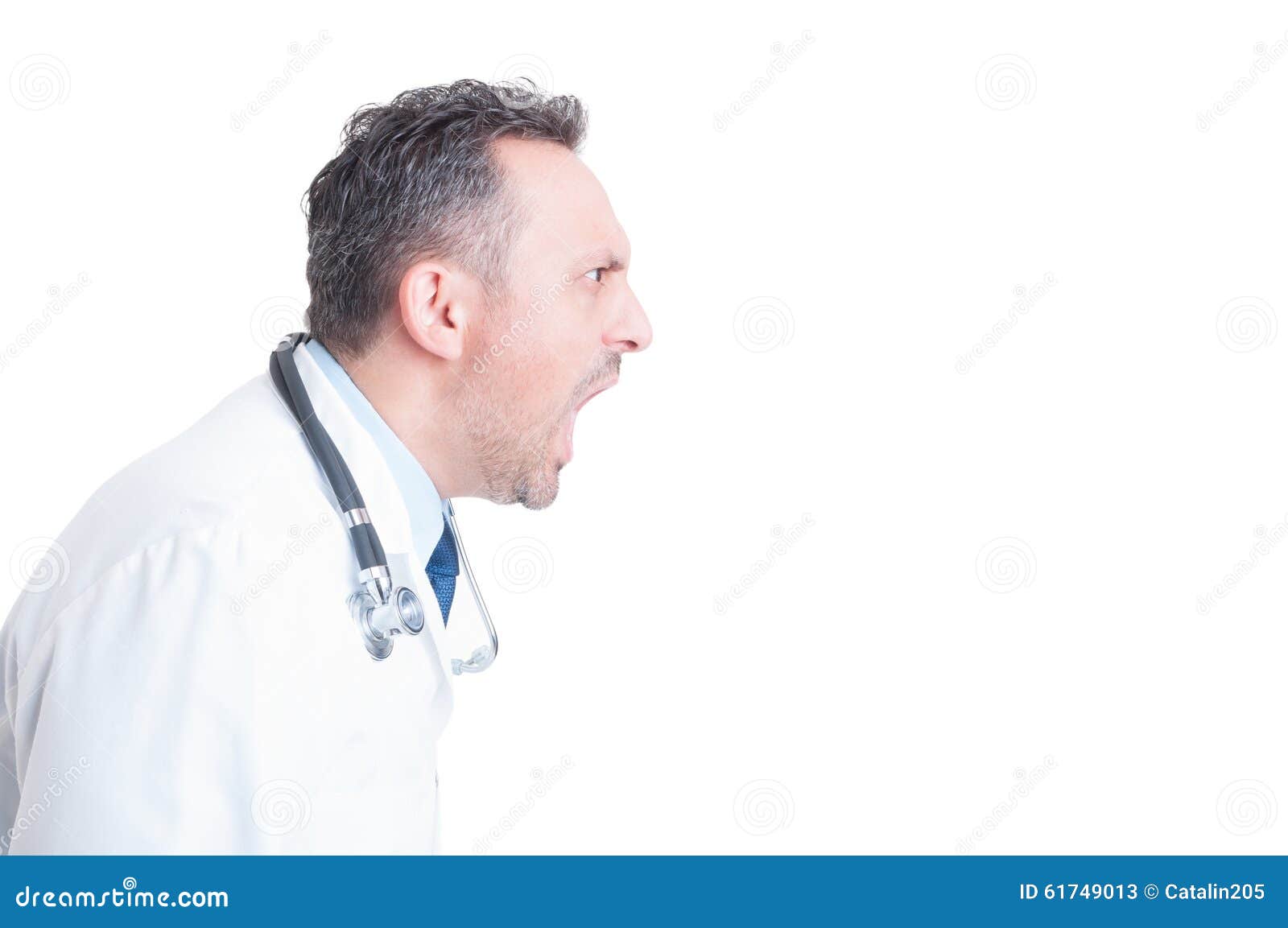 Side View of Angry Medic or Doctor Yelling and Shouting Stock Image ...