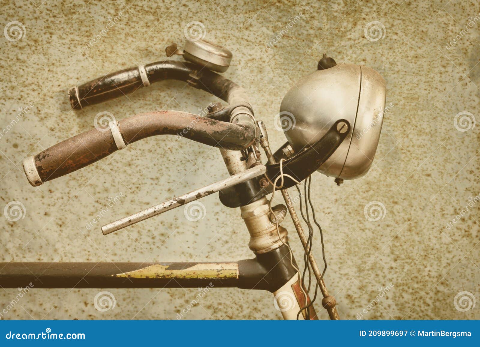 Side View of an Antique Bicycle with Old Headlight Stock Image - Image ...