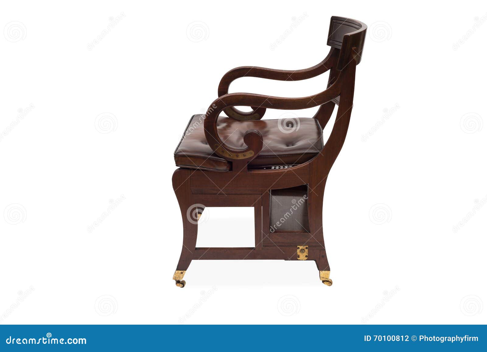 Side View of an Antique Wooden Armchair Stock Photo - Image of aged ...