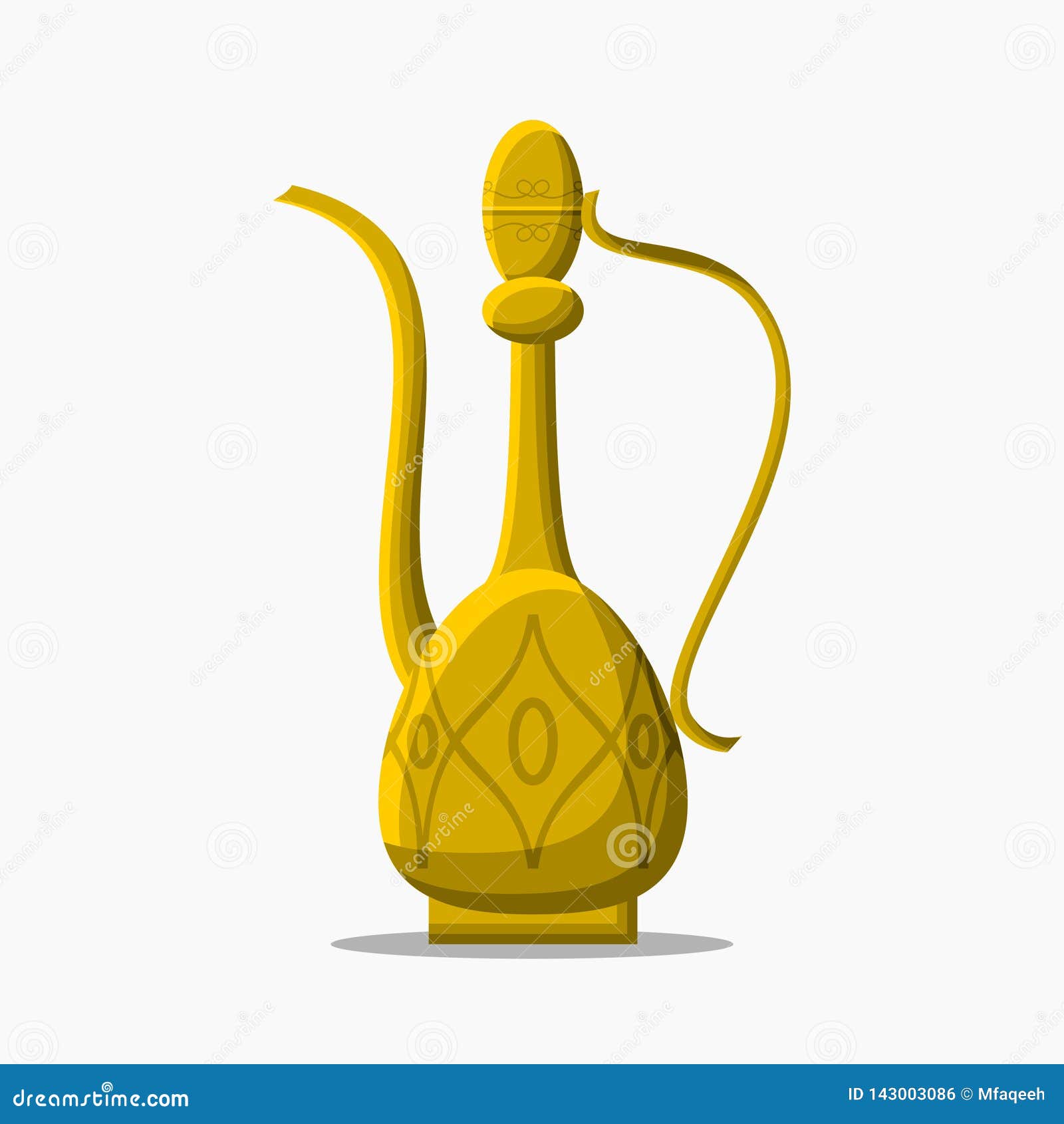 Arabian Dallah Coffee Pot And Finjan Cups With Roasted Beans Vector ...