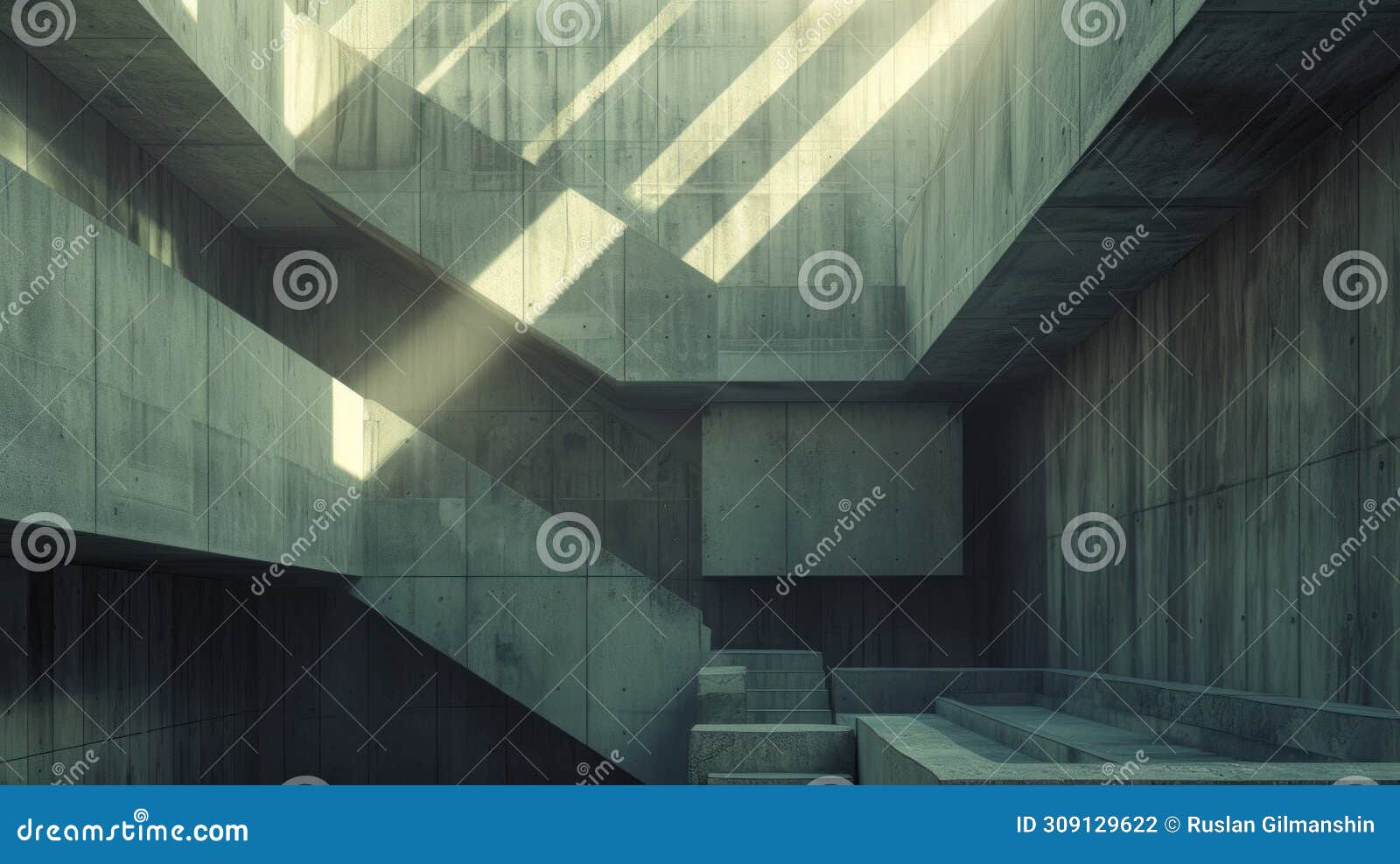 Side View Architecture of Concrete or Bare Mortar Staircase at Building ...
