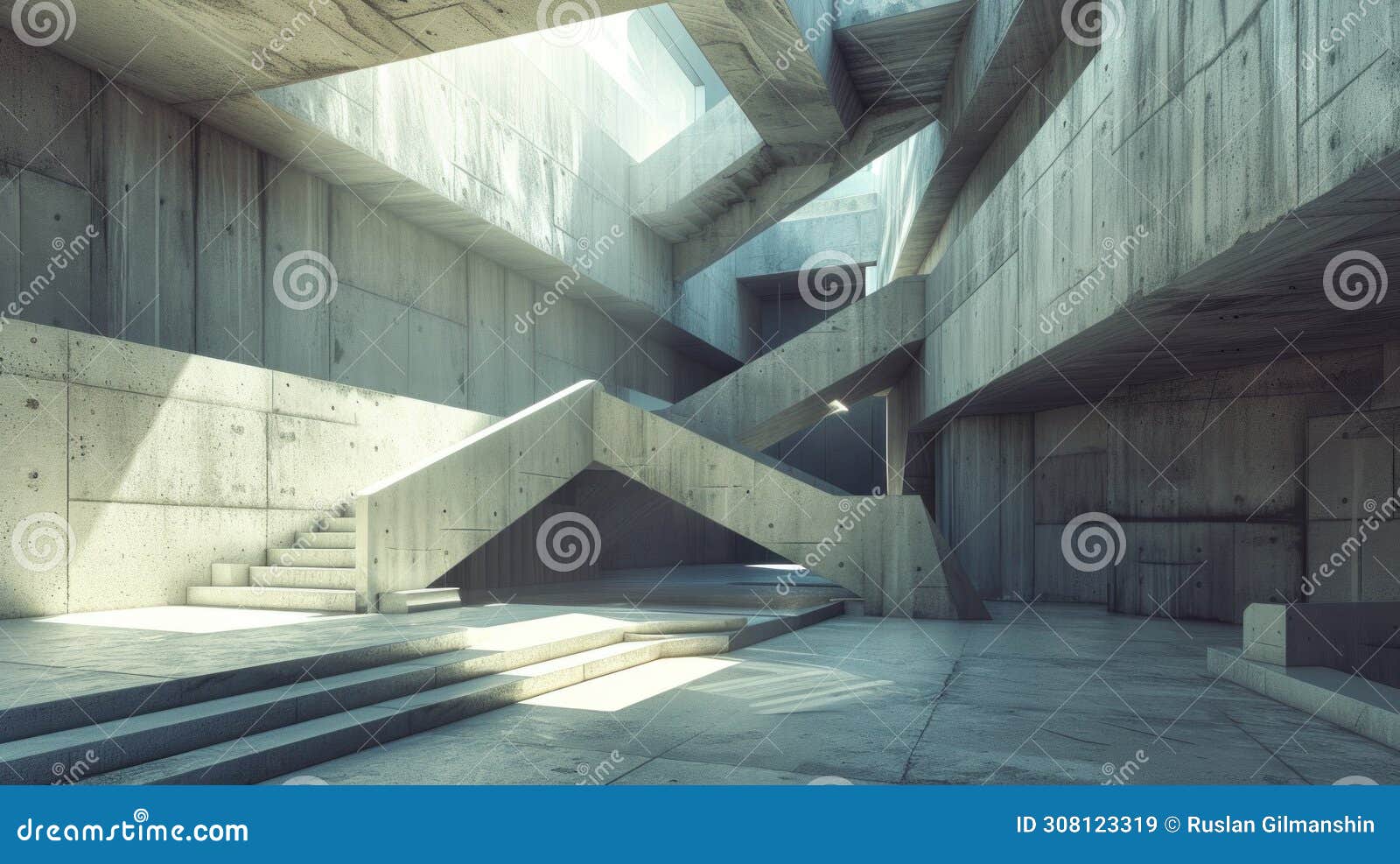 Side View Architecture of Concrete or Bare Mortar Staircase at Building ...