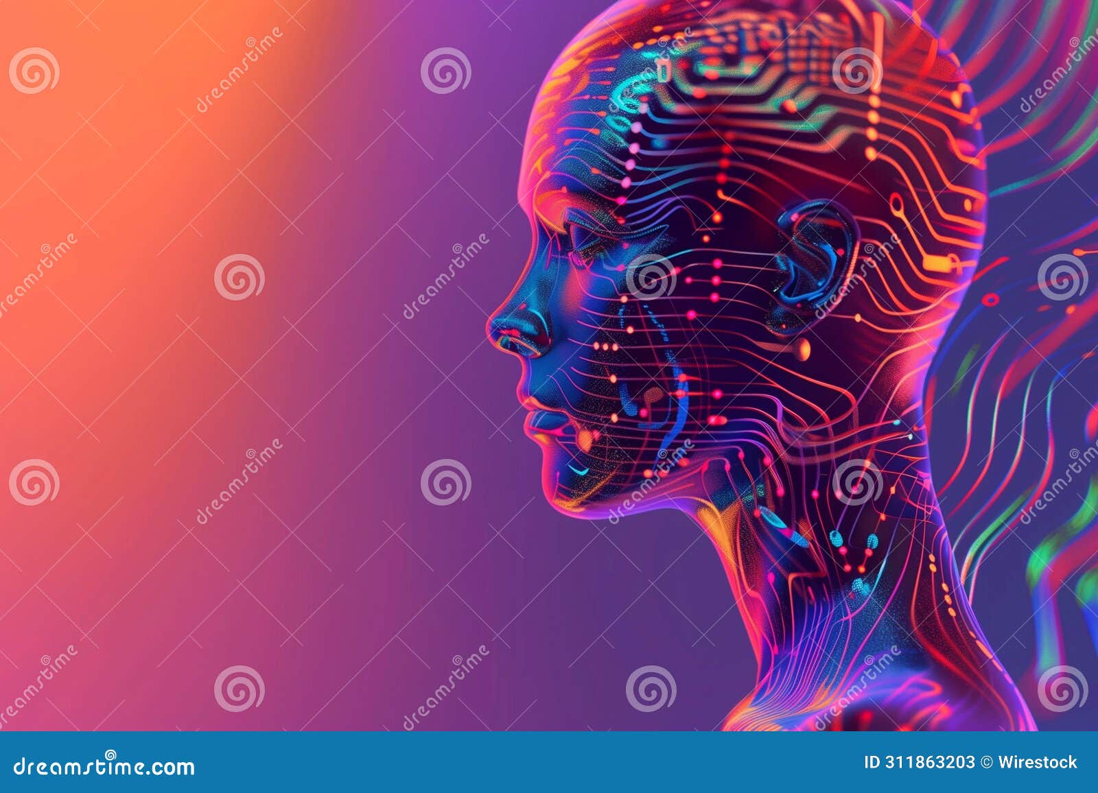 Side View of an Artificial Intelligence Robot, AI-generated. Stock ...