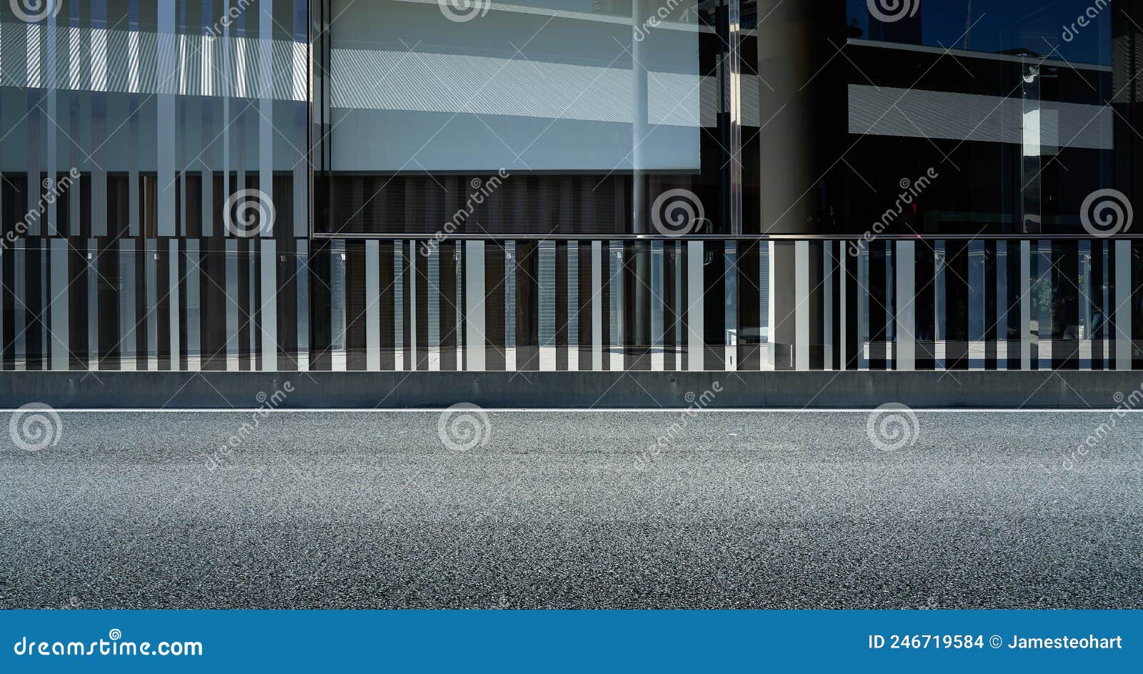 Side View of Asphalt Road with Modern Building Exterior Stock Photo ...