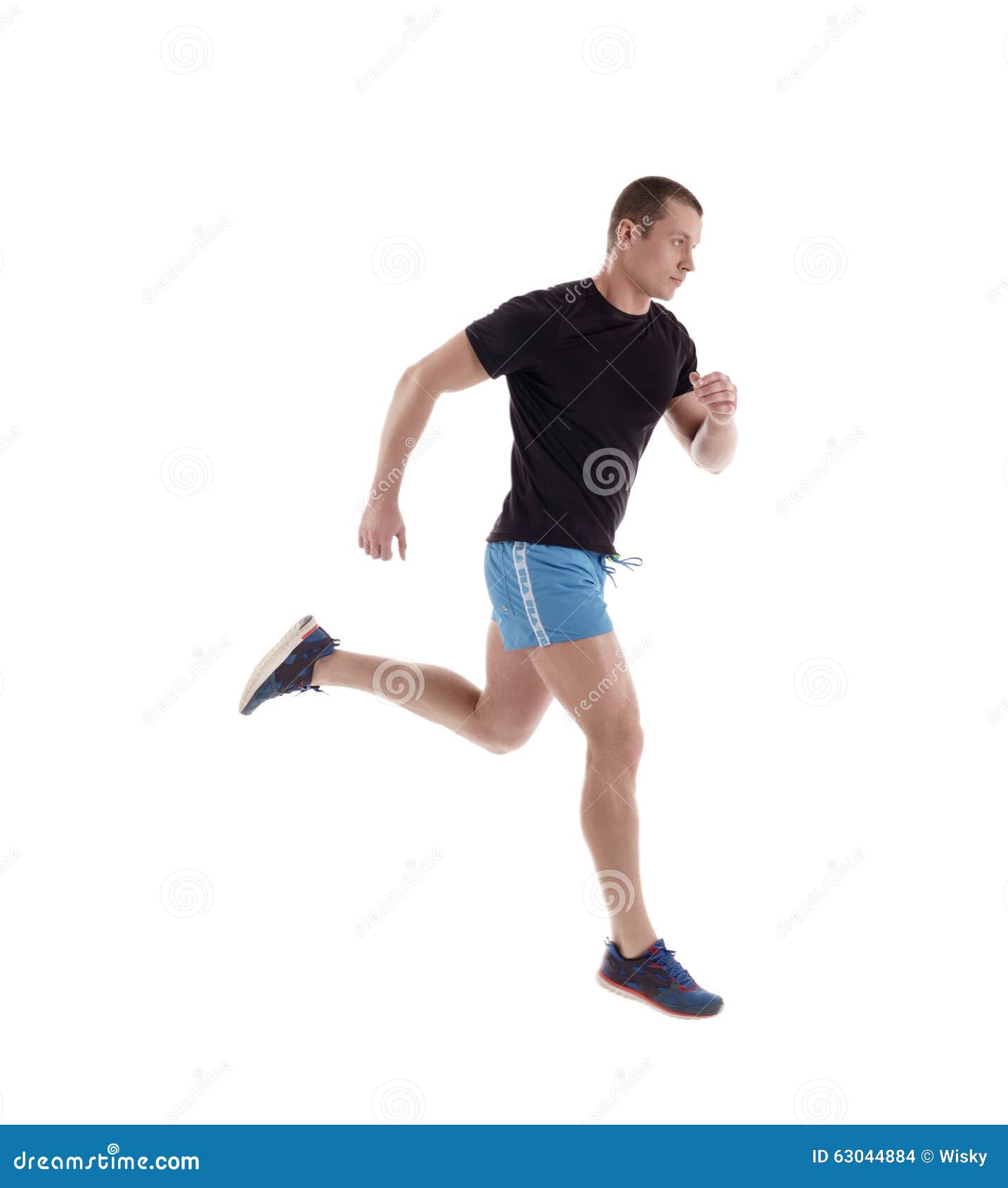 Side View of Athlete Running in Studio Stock Photo - Image of posing ...