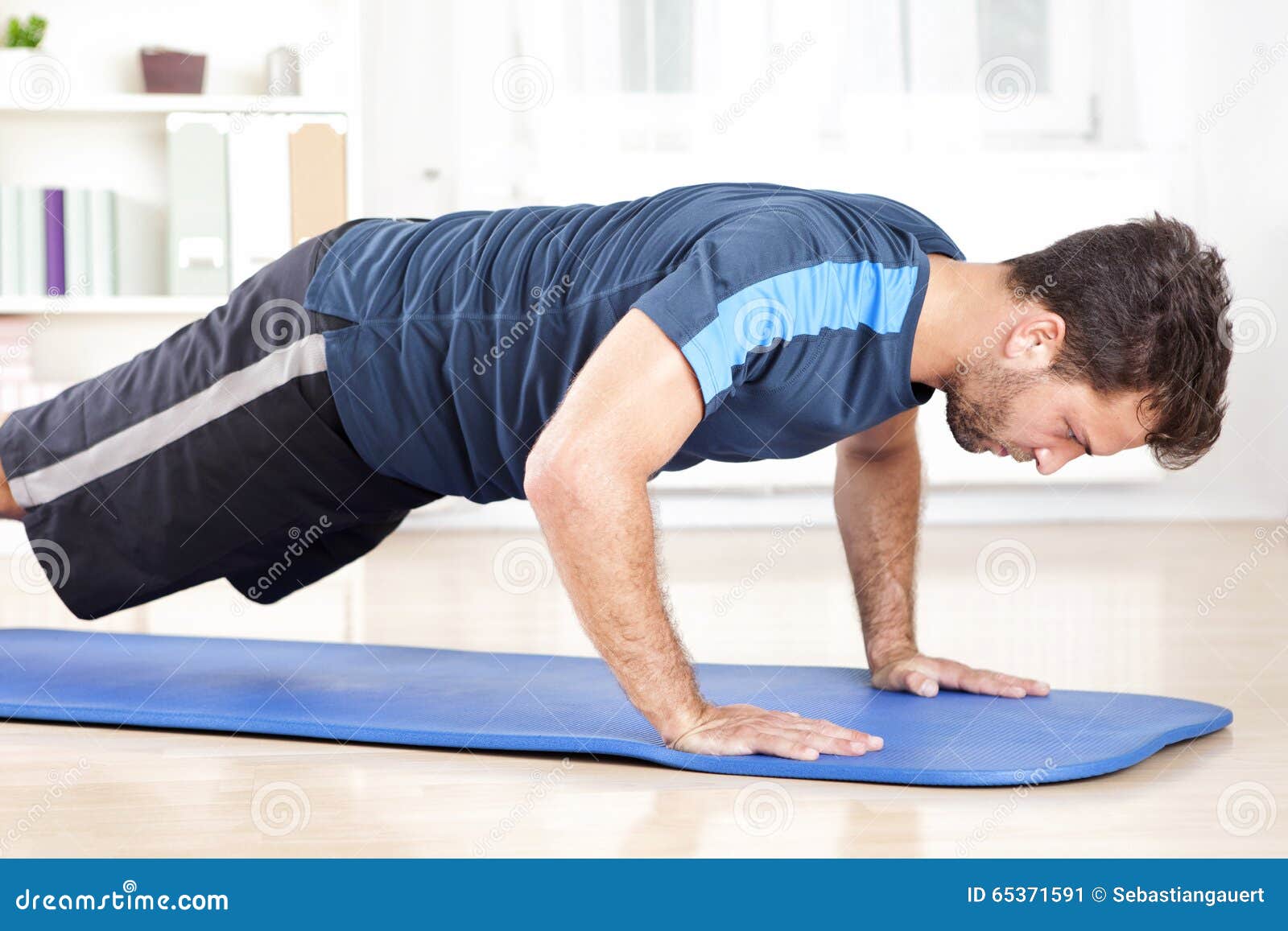 Side View of an Athletic Man Doing Push Ups Stock Image - Image of ...